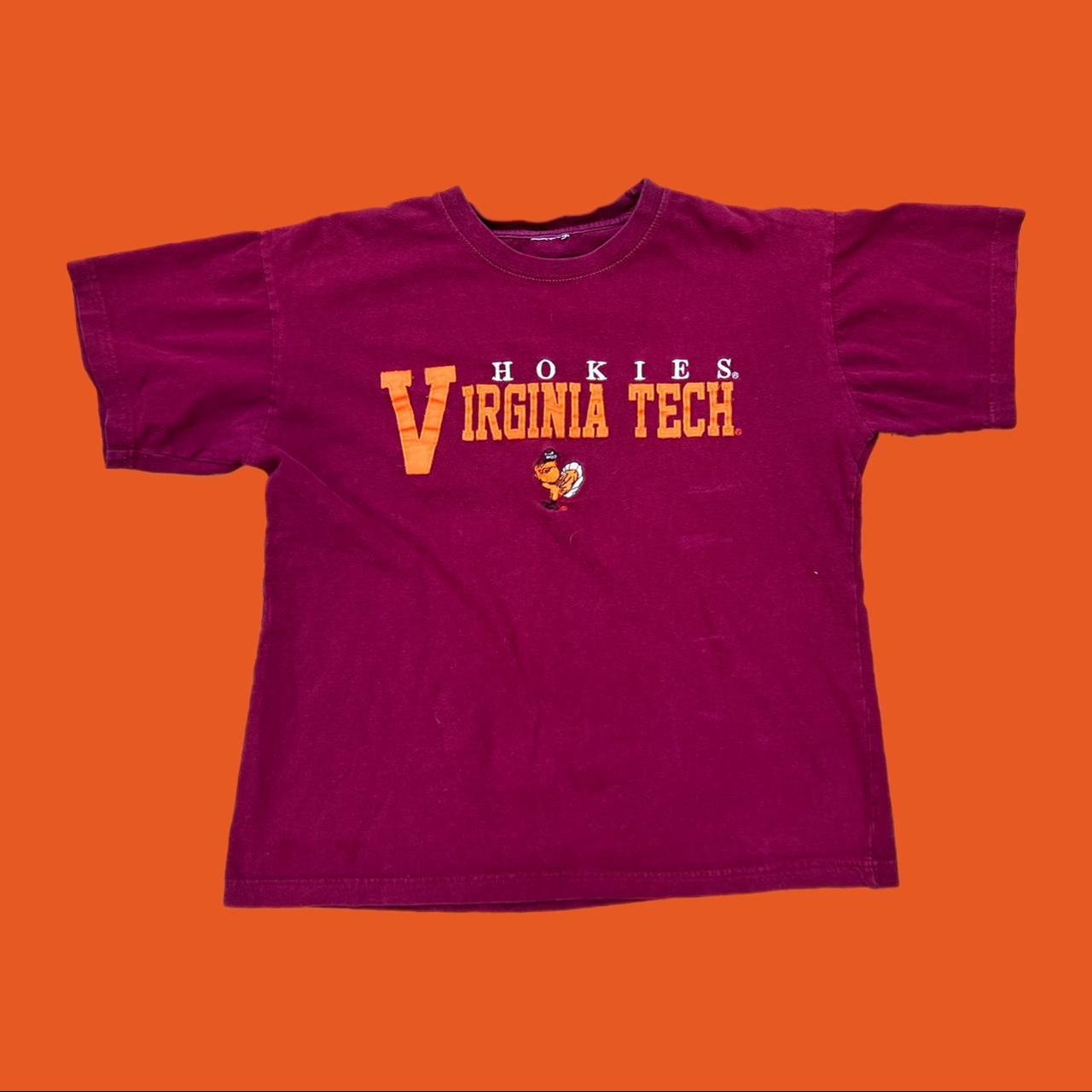 vintage 90s virginia tech collegiate embroidered t... - Depop