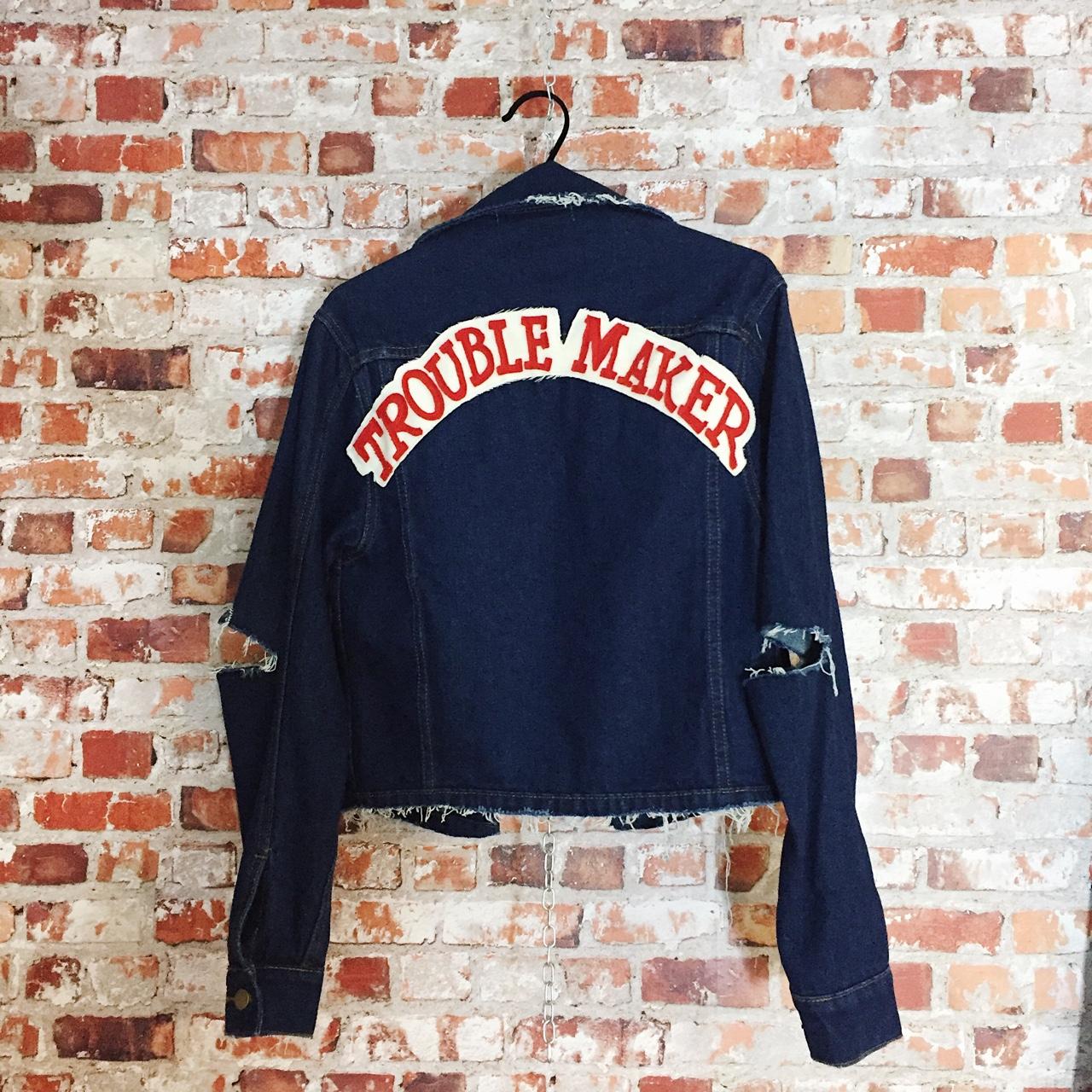 Troublemaker dark-wash jean jacket! (Original price... - Depop