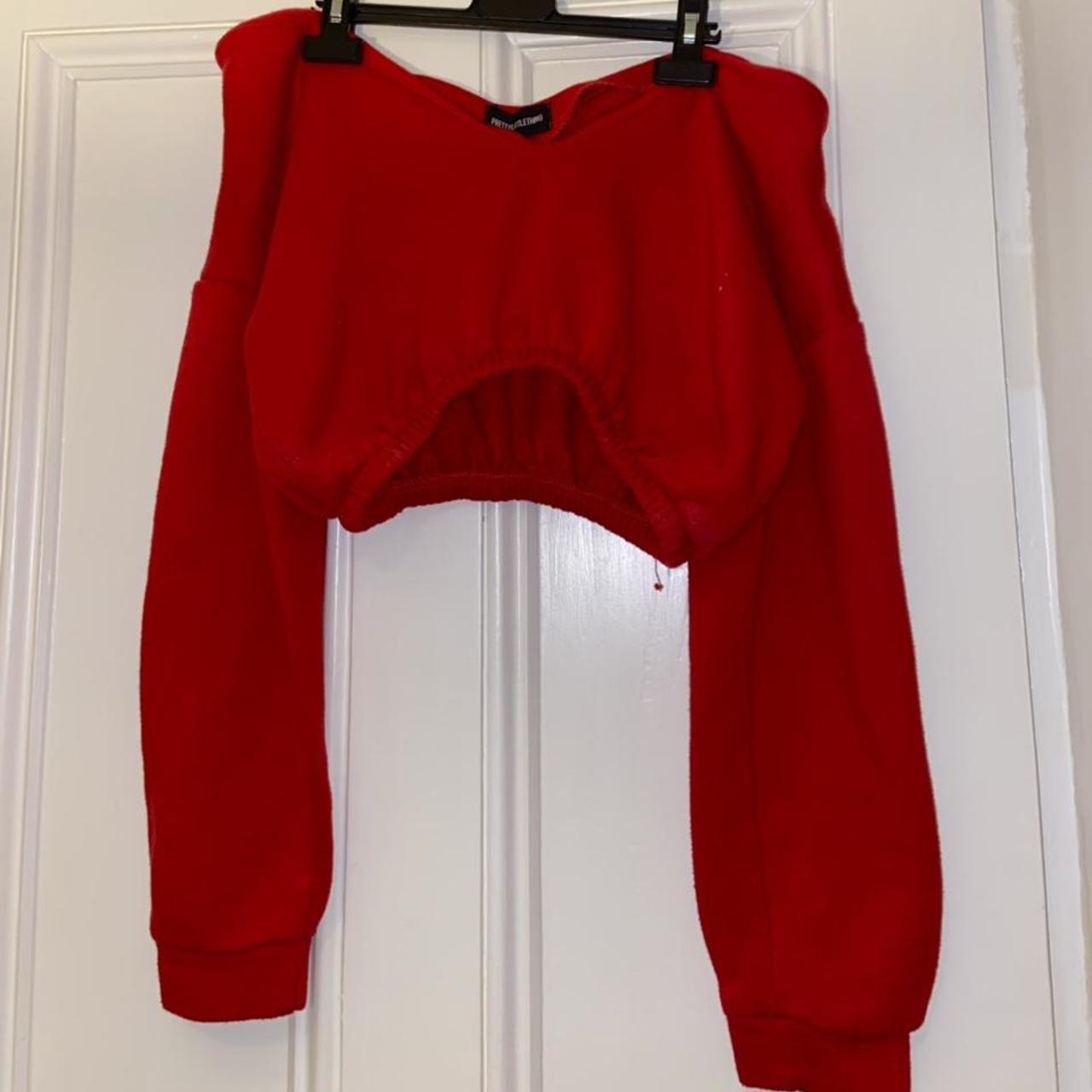 Red super cropped long- sleeved sweatshirt♥️ Perfect... - Depop