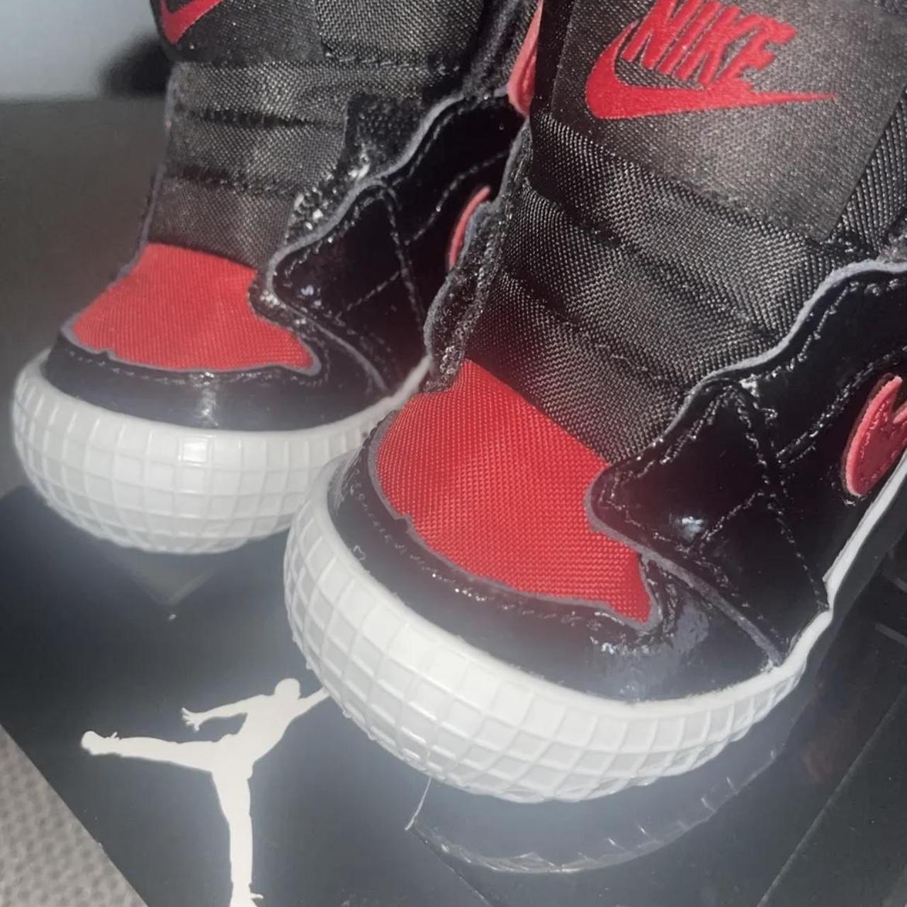 NIKE AIR JORDAN 1 PATENT BRED BABY CRIB SIZE 1C - Depop