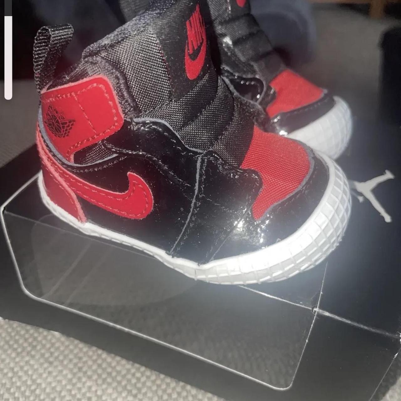 NIKE AIR JORDAN 1 PATENT BRED BABY CRIB SIZE 1C - Depop