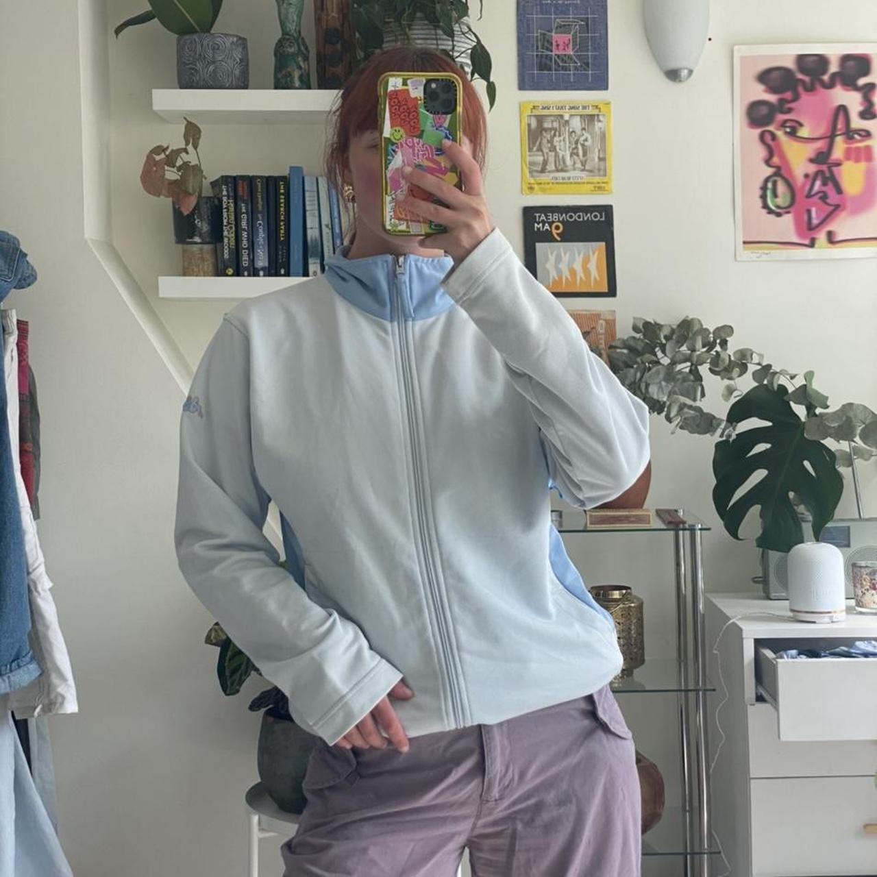 Kappa baby blue zip up sweatshirt 10/10 condition... - Depop