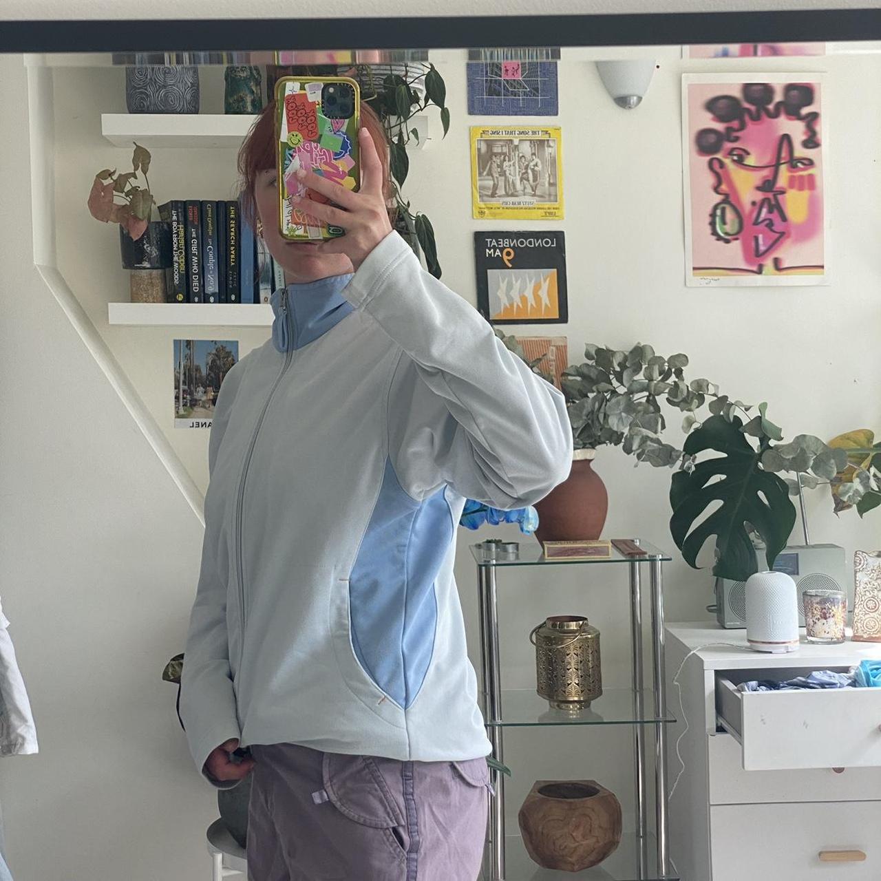 Kappa baby blue zip up sweatshirt 10/10 condition... - Depop