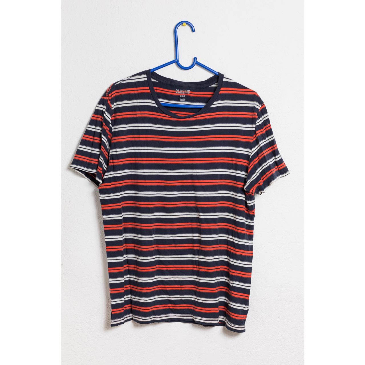 Navy, orange striped shirt - Depop