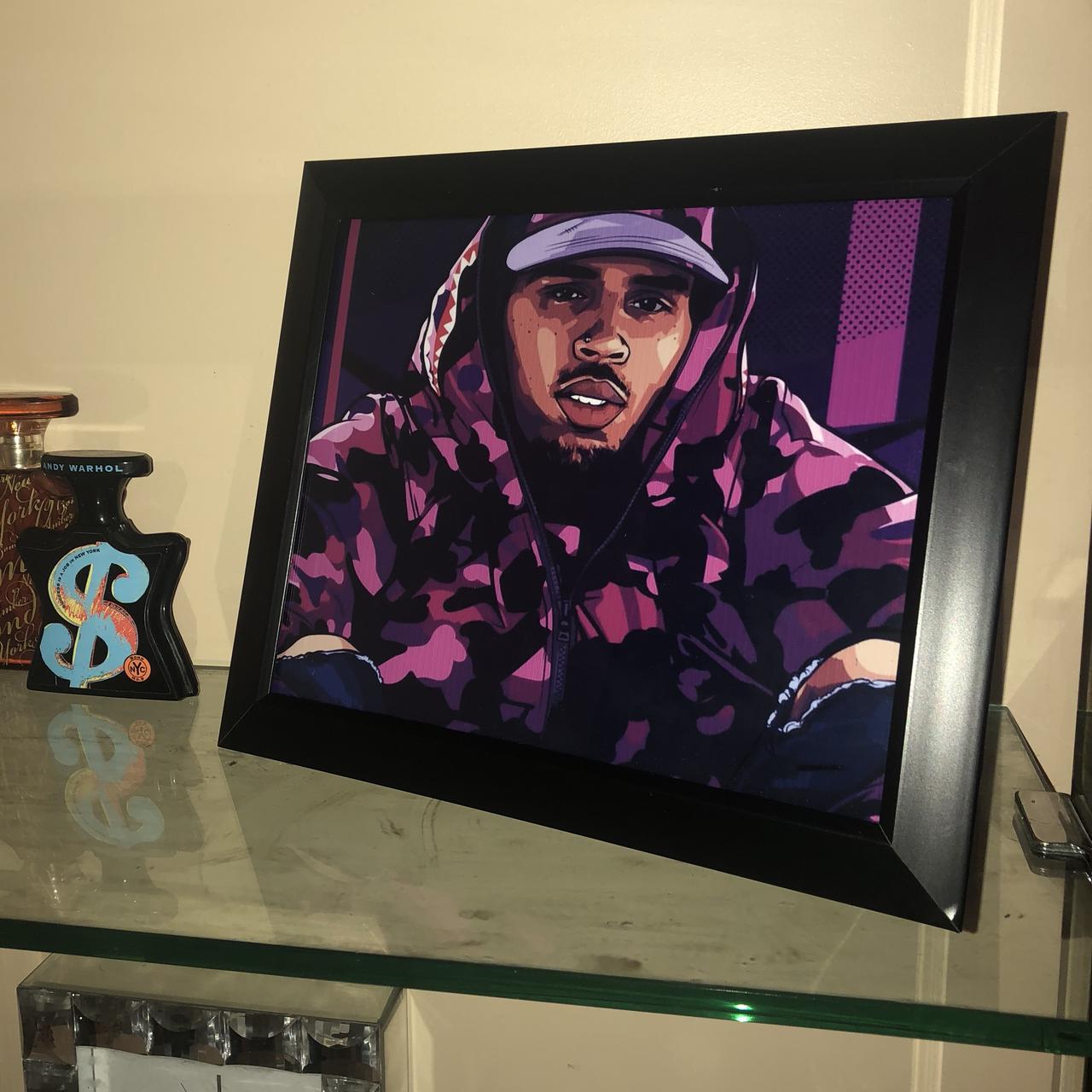 Chris brown x bape Art Print with Frame , Print on... - Depop