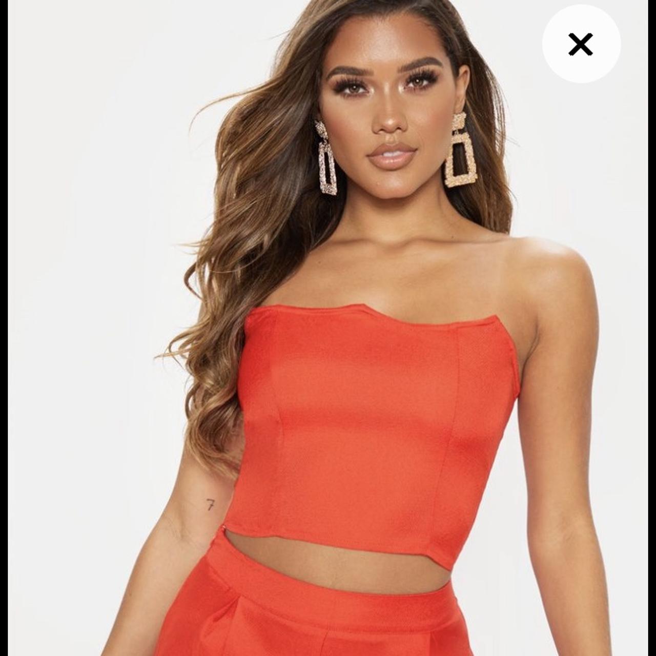 red wired bandeau top from pretty little thing never... - Depop