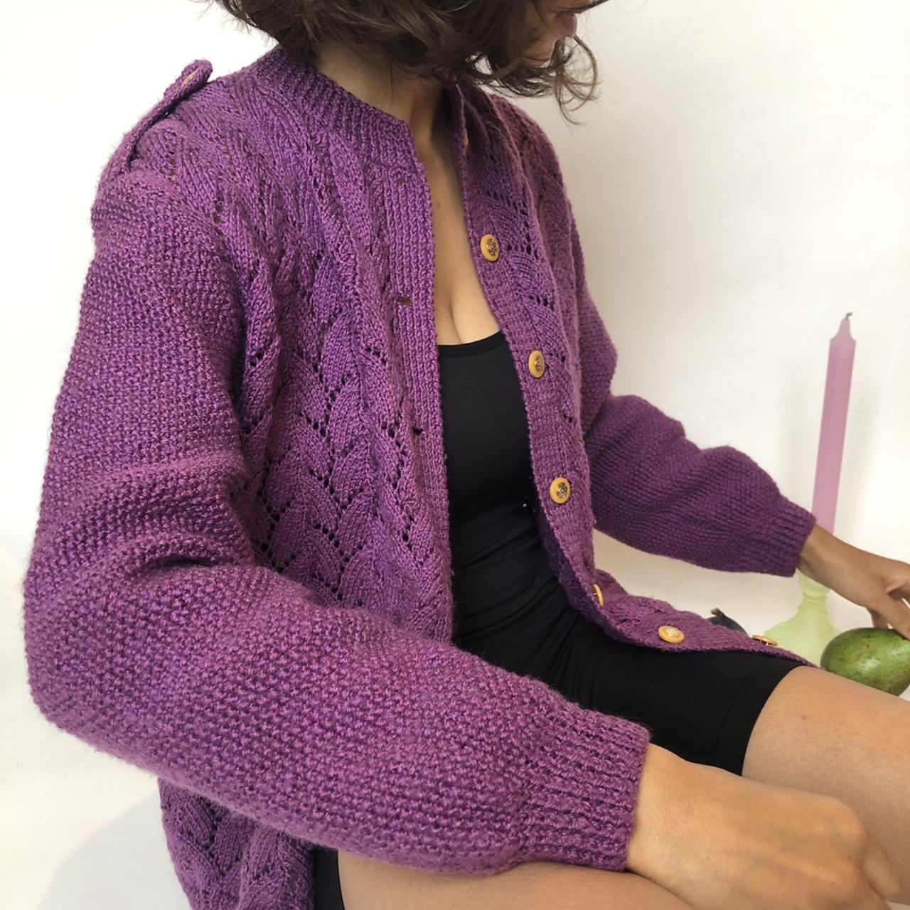 ☂️ Purple hand knitted chunky cardigan ☂️ Beautiful... - Depop