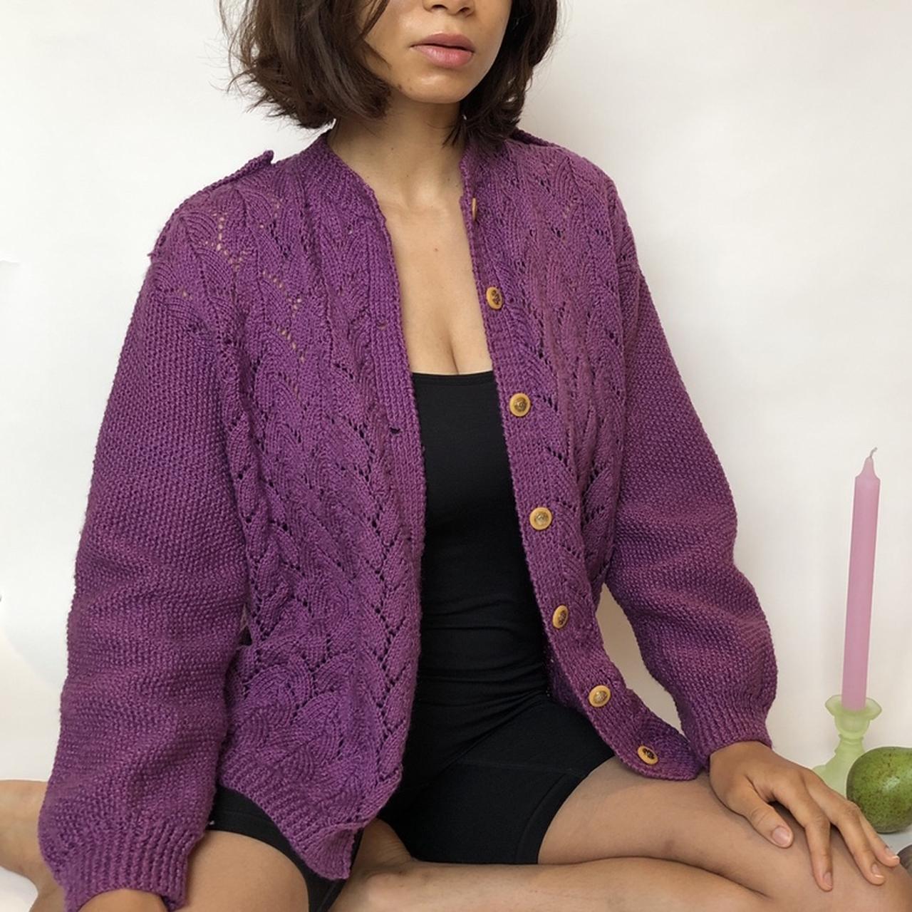 ☂️ Purple hand knitted chunky cardigan ☂️ Beautiful... - Depop