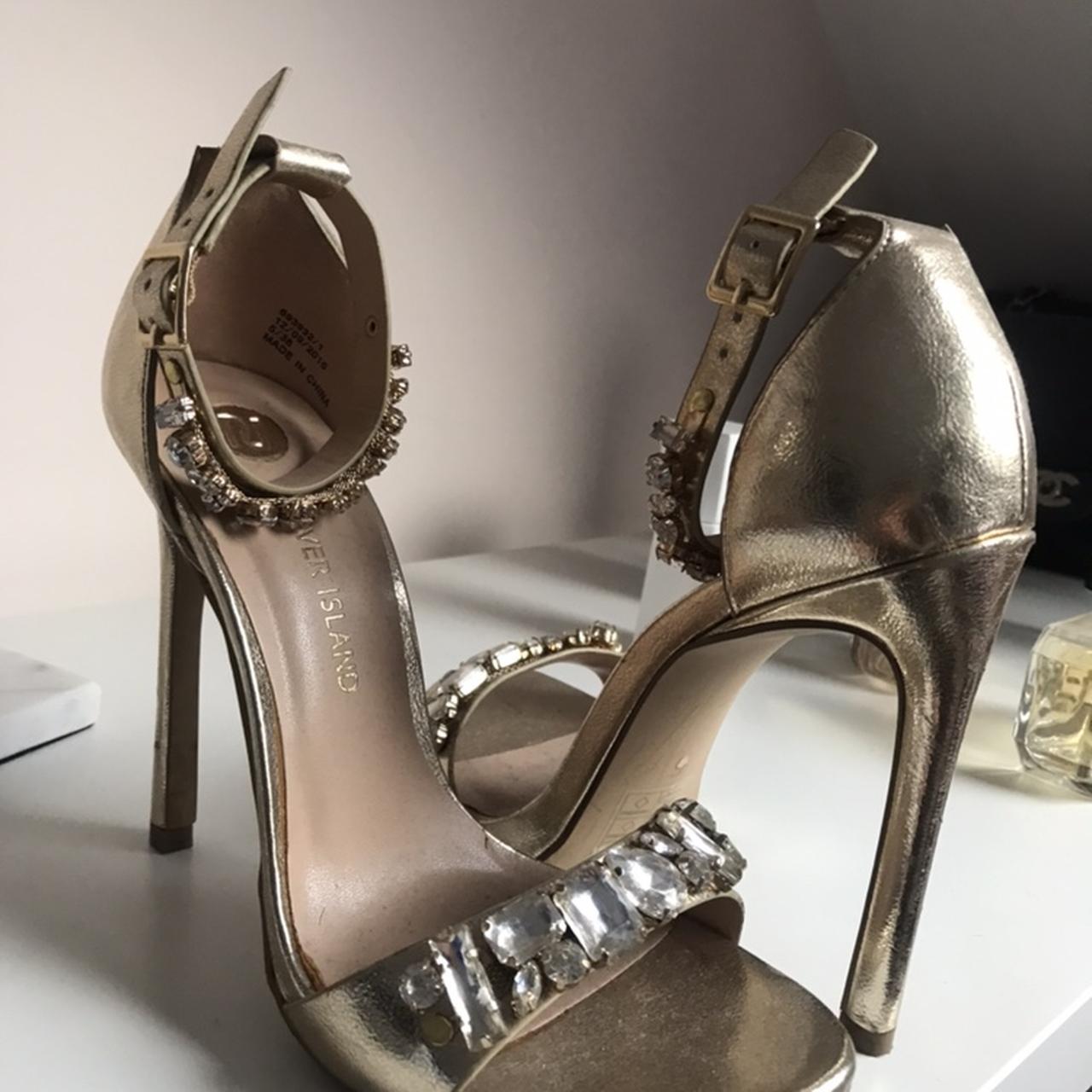 Gorgeous gold sparkle jewel heel river island worn... - Depop