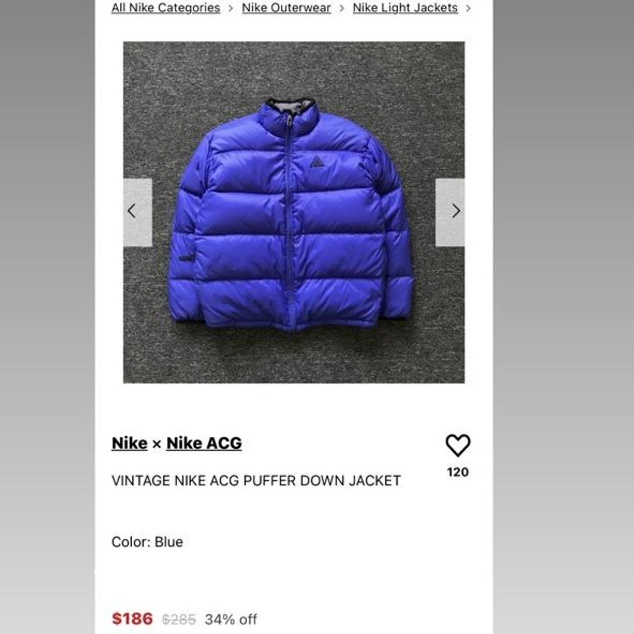 Blue Nike ACG puffer coat Vintage Perfect... - Depop
