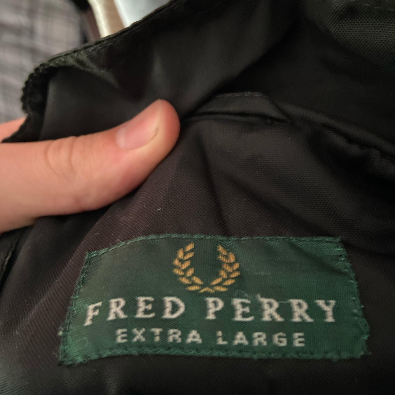 Fred Perry Red and Black Vintage Varsity Jacket... - Depop