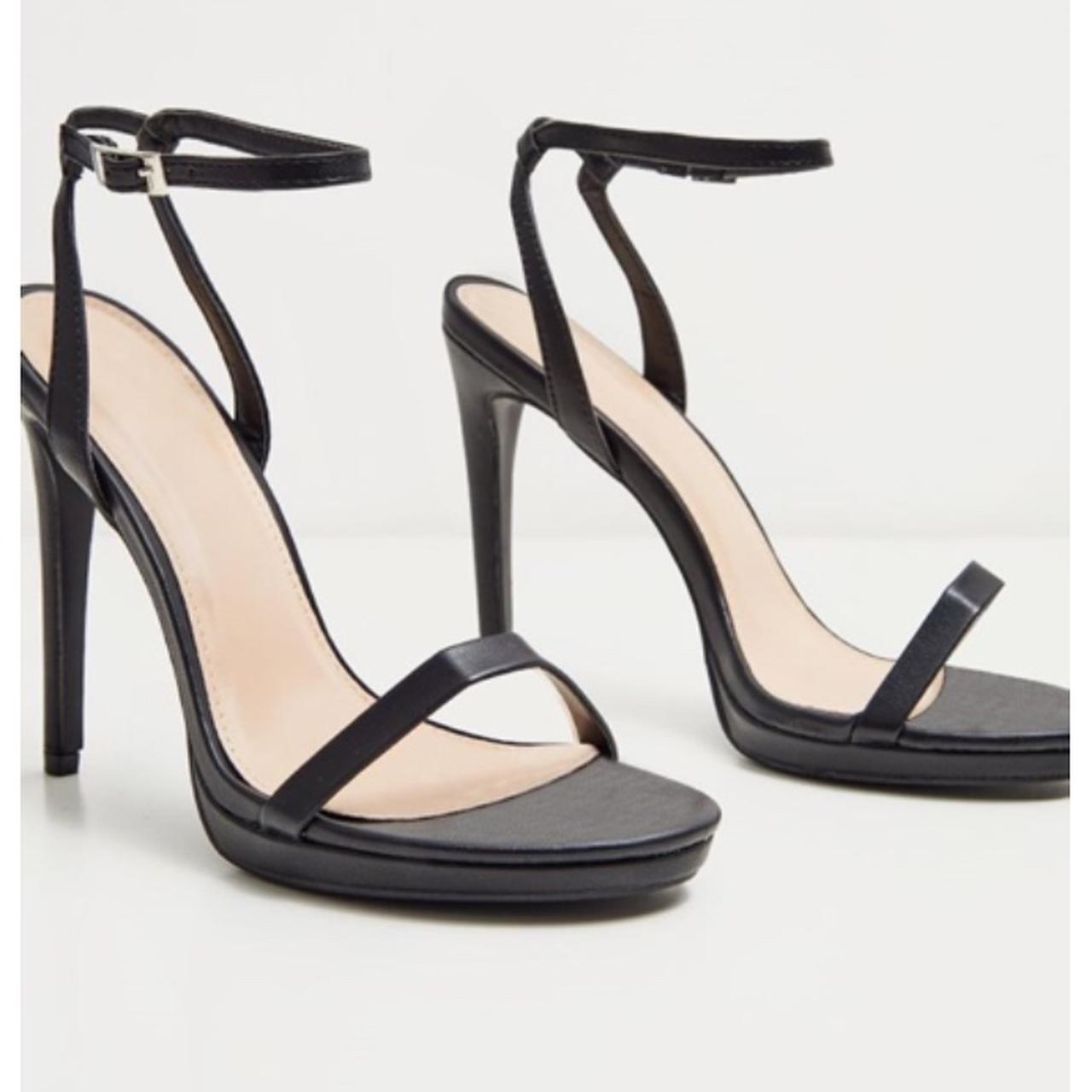 Pretty little thing black strappy heel size 4 with... - Depop