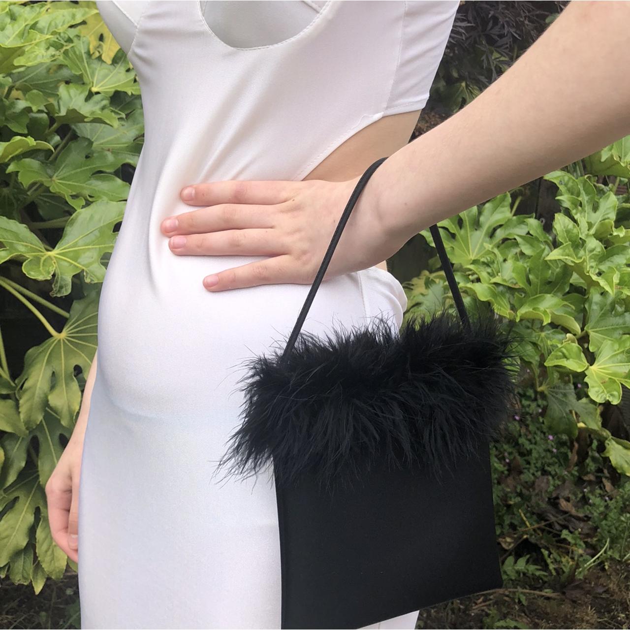 black fluffy, y2k 90s clueless bag/ mini... - Depop