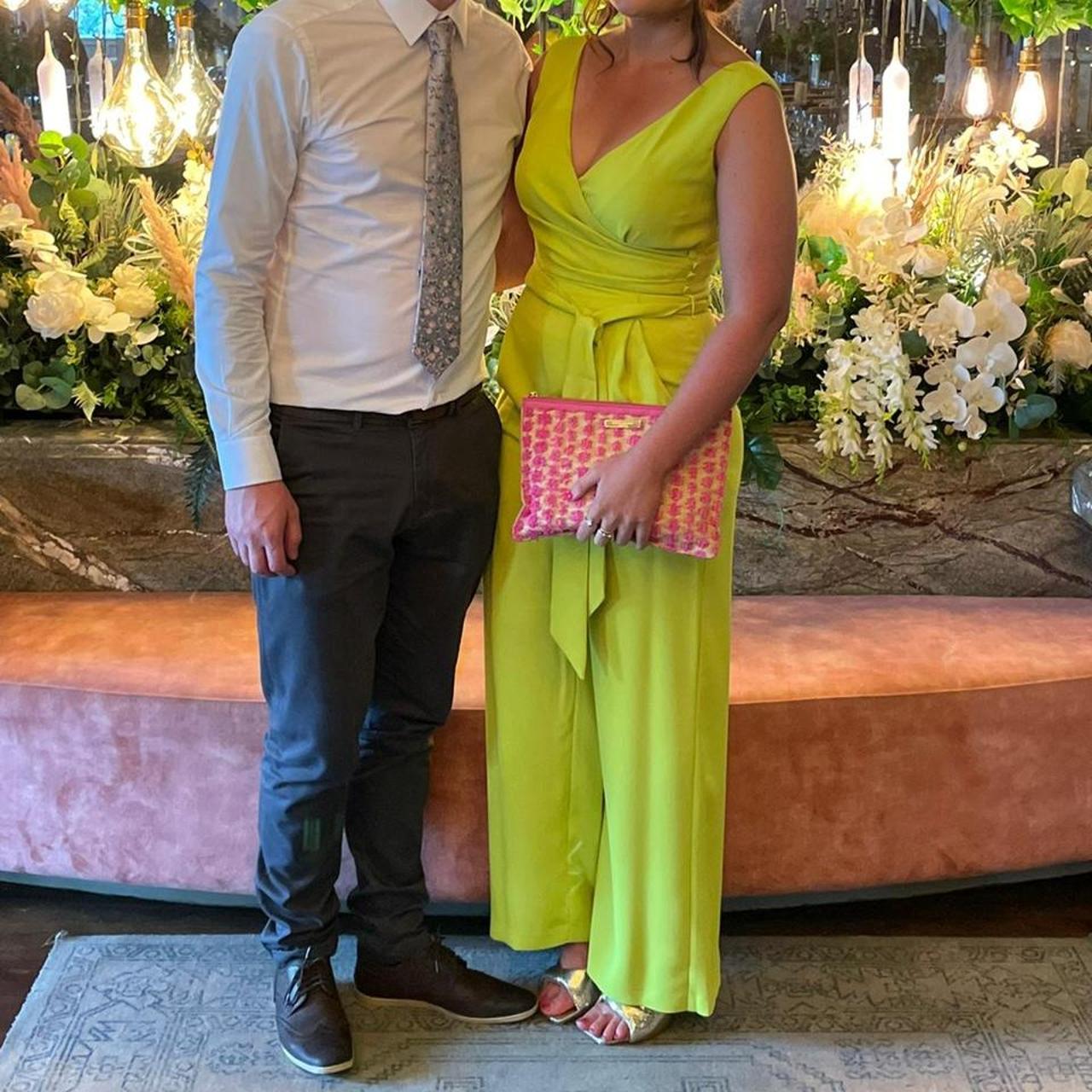 Phase Eight Lime green jumpsuit. Worn once to a... | Depop