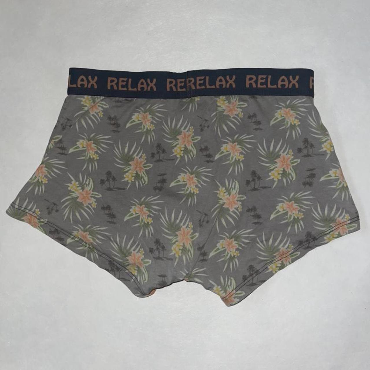 “Relax” Grey boxers with floral print UK Size S Well... - Depop