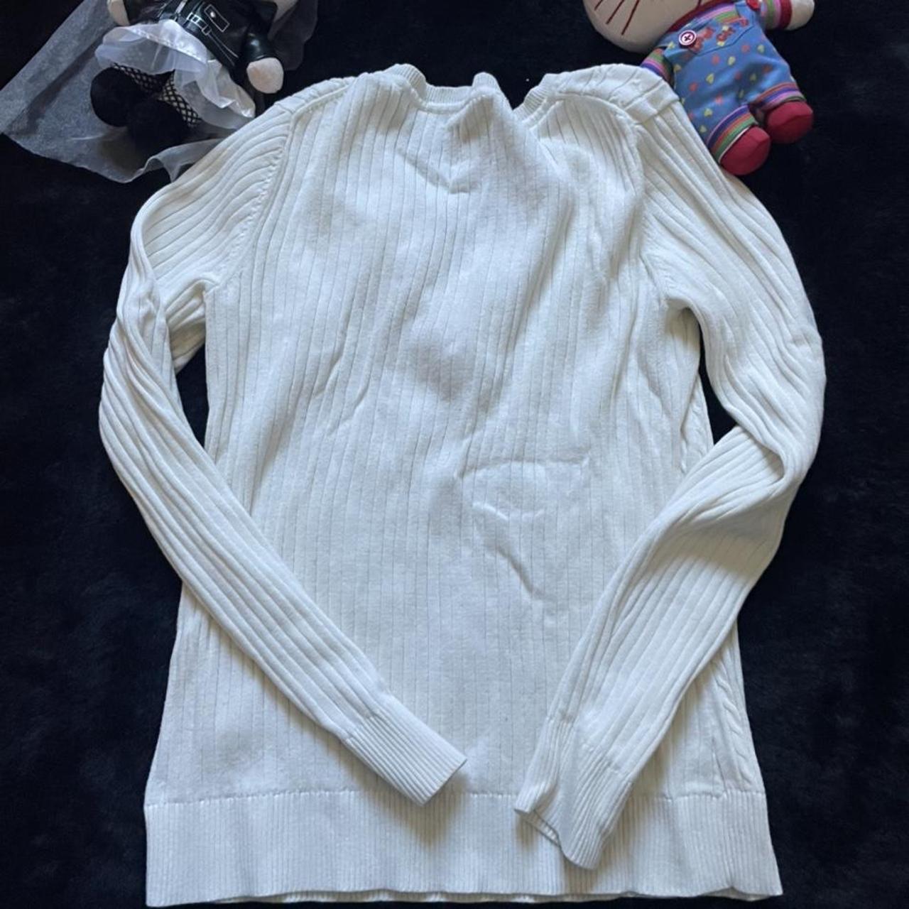 Cute white sweater No flaws Size medium could fit... - Depop