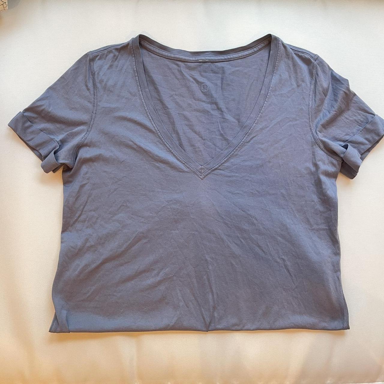 PERIWINKLE LULULEMON TEE Cotton lulu t-shirt with a... - Depop