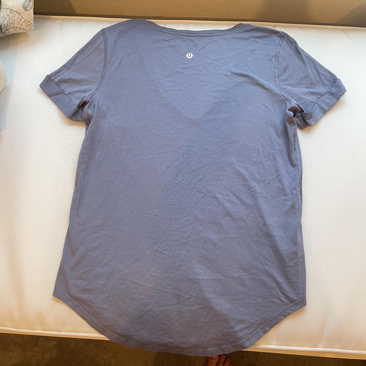 PERIWINKLE LULULEMON TEE Cotton lulu t-shirt with a... - Depop