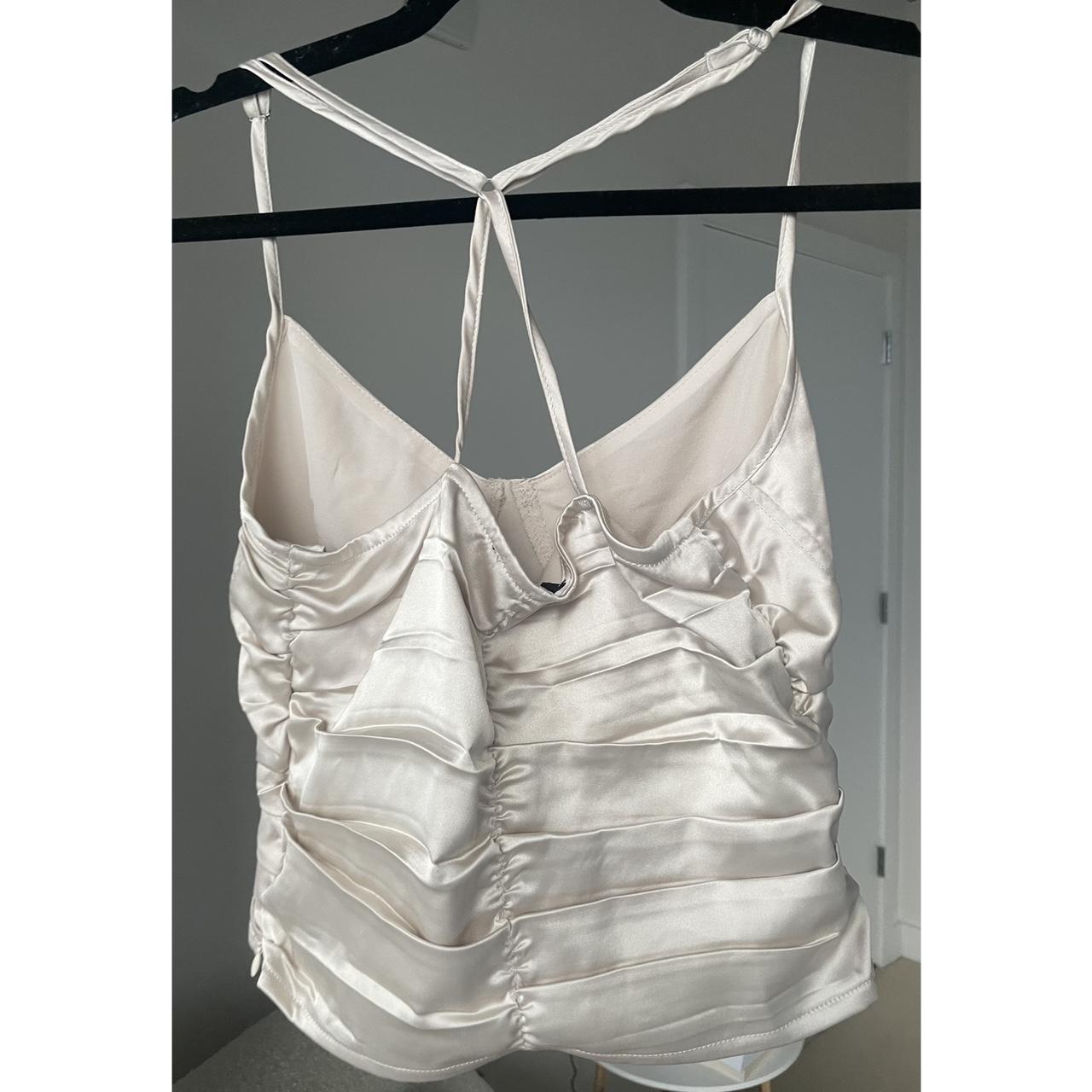 Ivory Satin Corset Style Top in size S. Runs a bit... - Depop