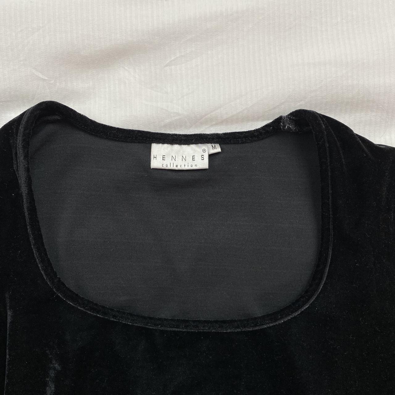 HENNES collection black velvet long sleeve top ~... - Depop