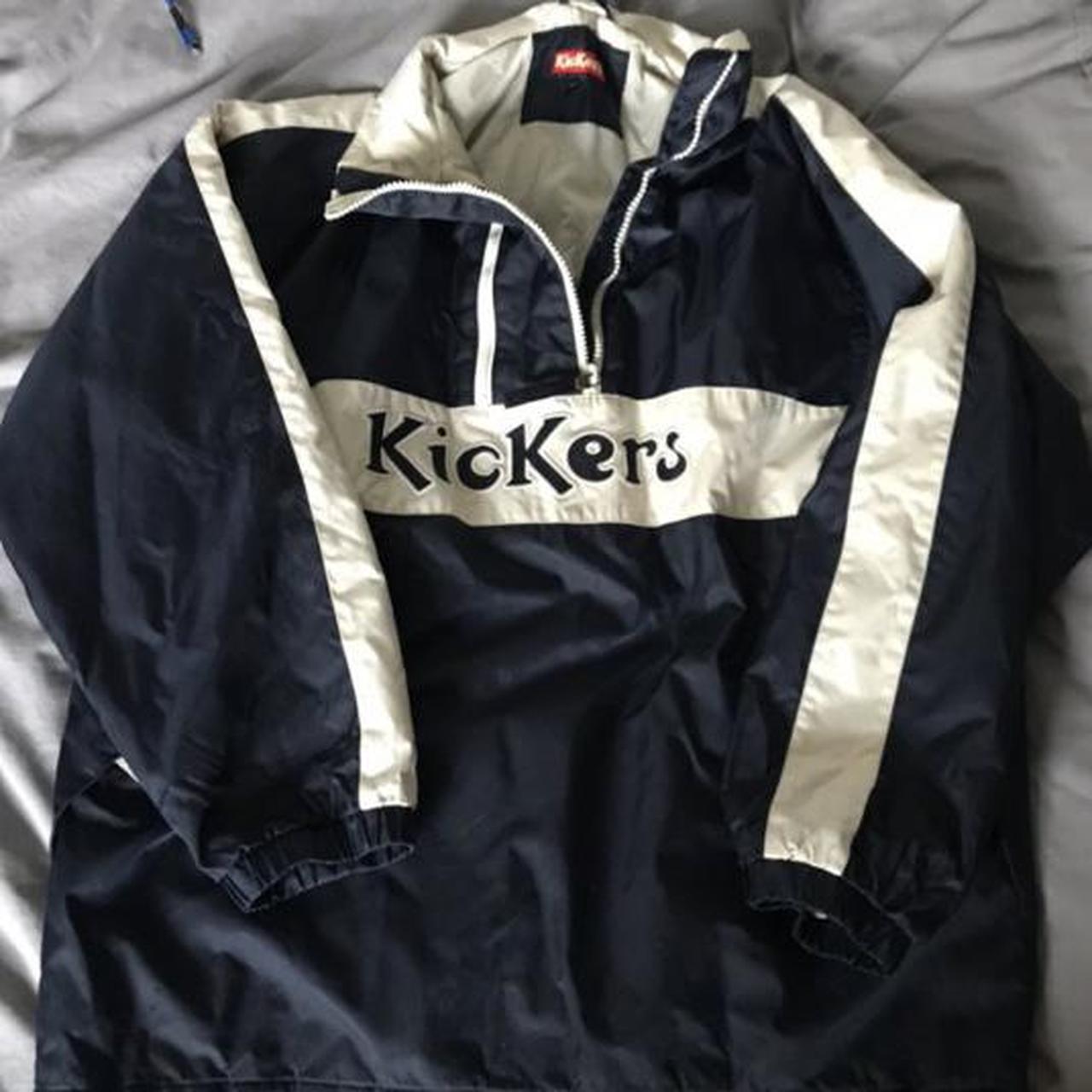 Kickers Men's Blue and White Jacket | Depop