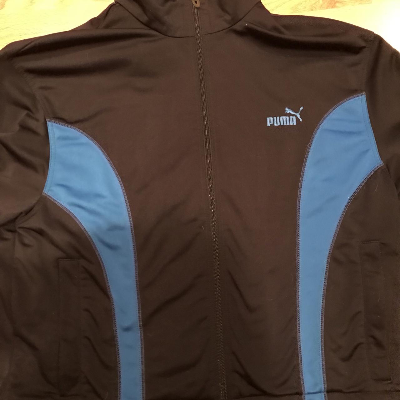 Vintage Navy & Light Blue Puma Jacket. Great Shape! ... - Depop