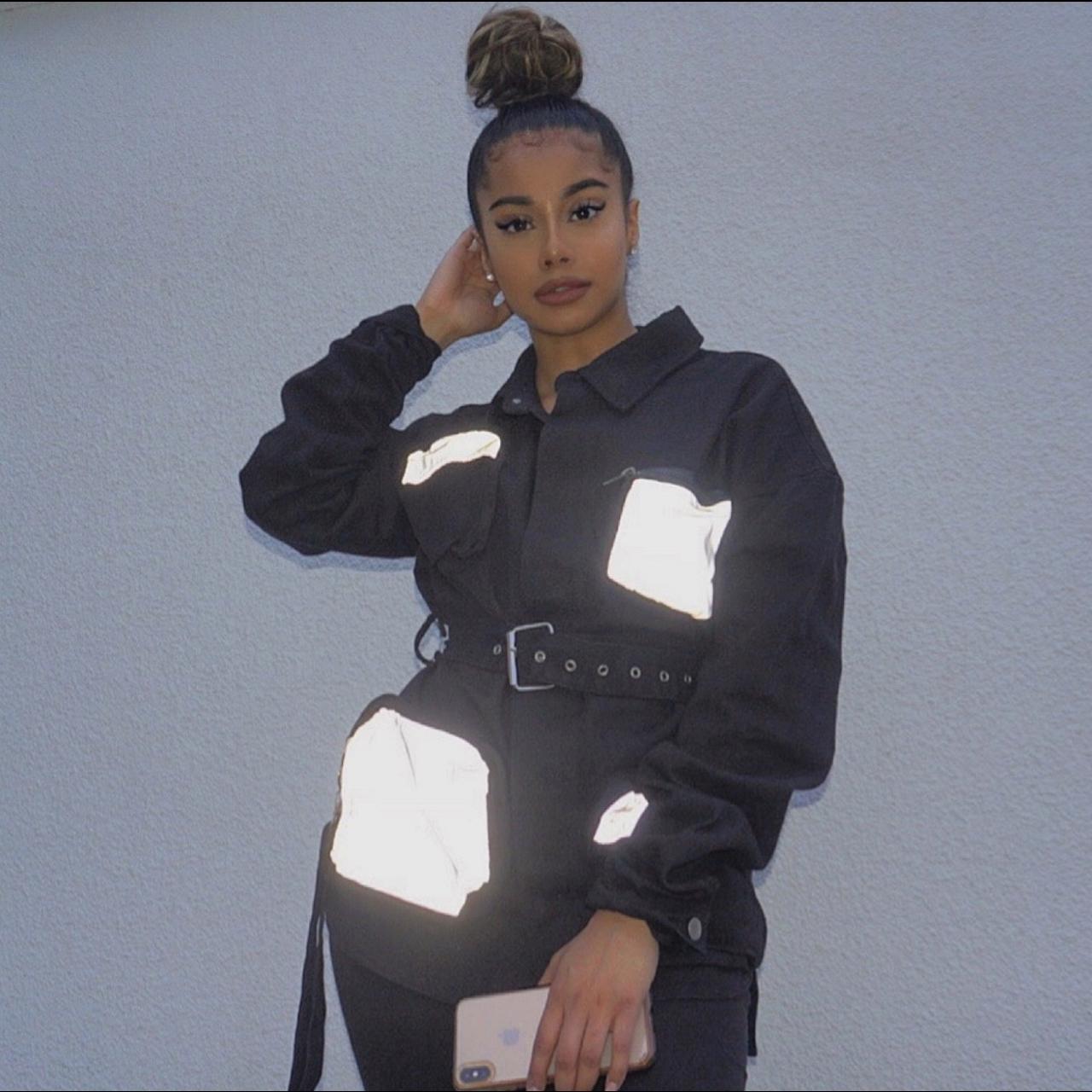 Denim black jacket with reflective pockets. Comes... - Depop