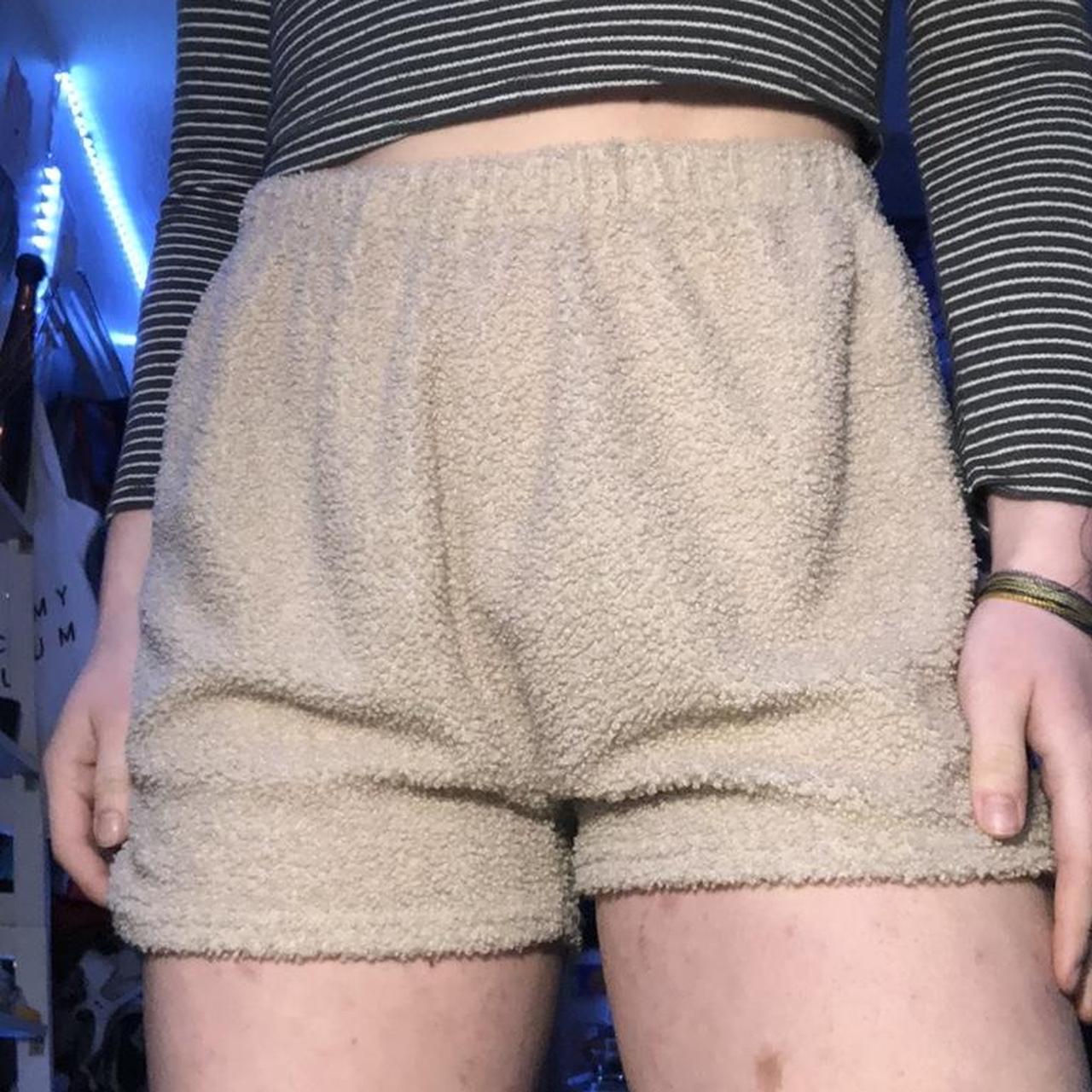 teddy brown fuzzy shorts brand: romwe size L all... - Depop