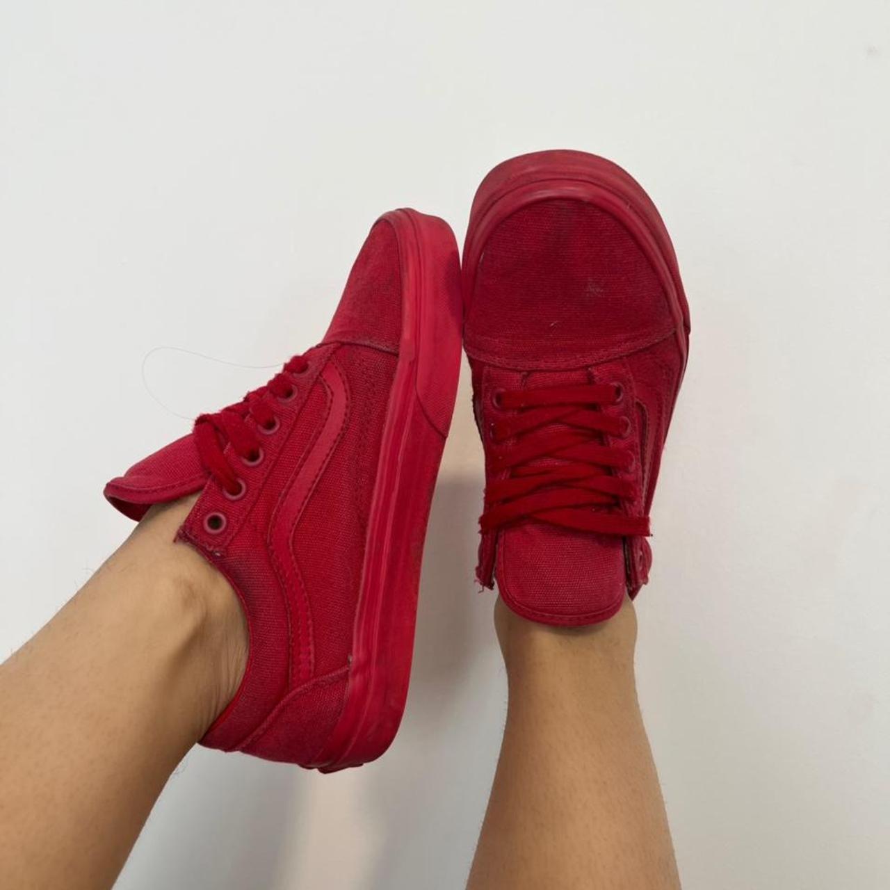 Gorgeous vibrant old skool red vans Model is 5ft 1,... - Depop
