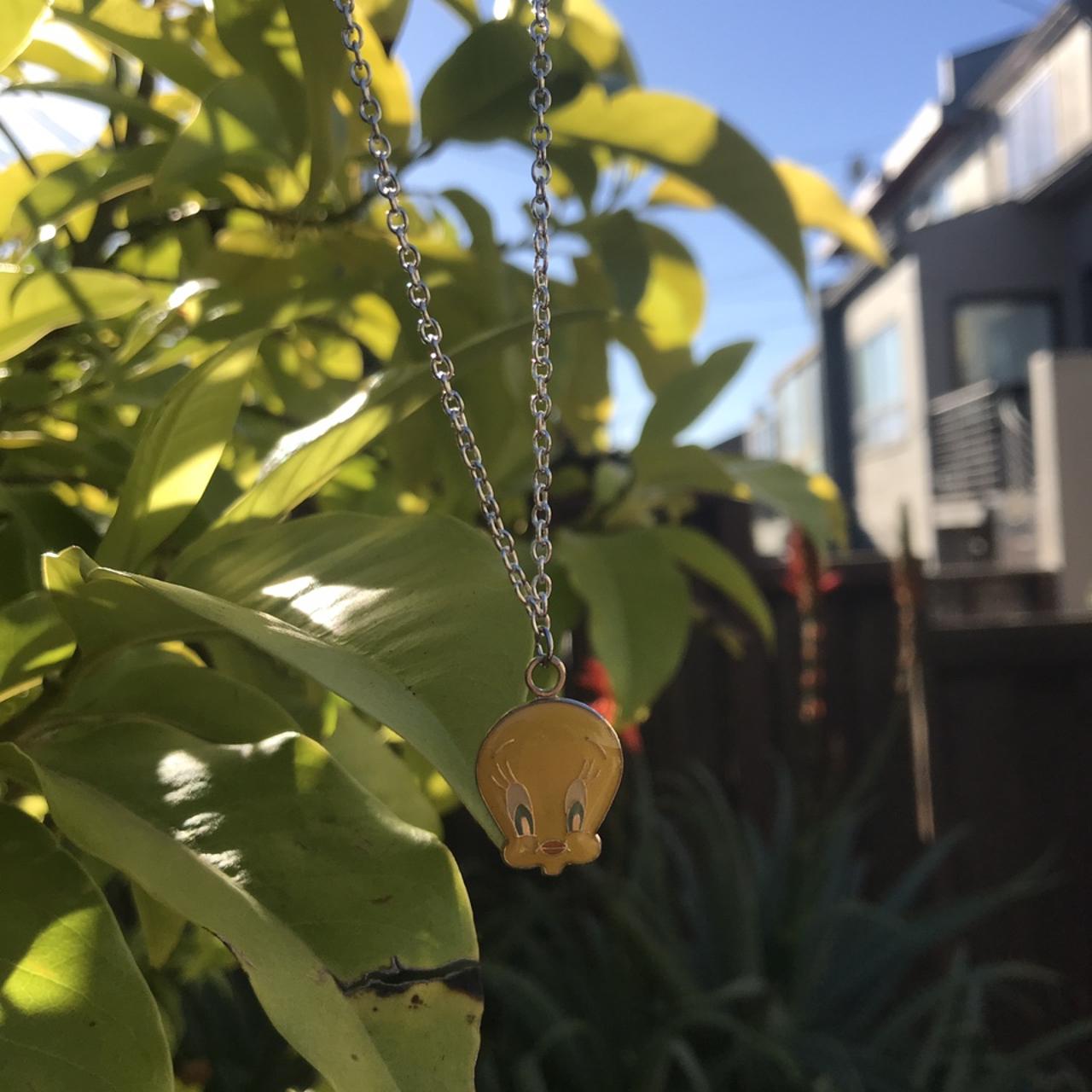 Tweety bird necklace! silver 16 inch chain, made by... - Depop
