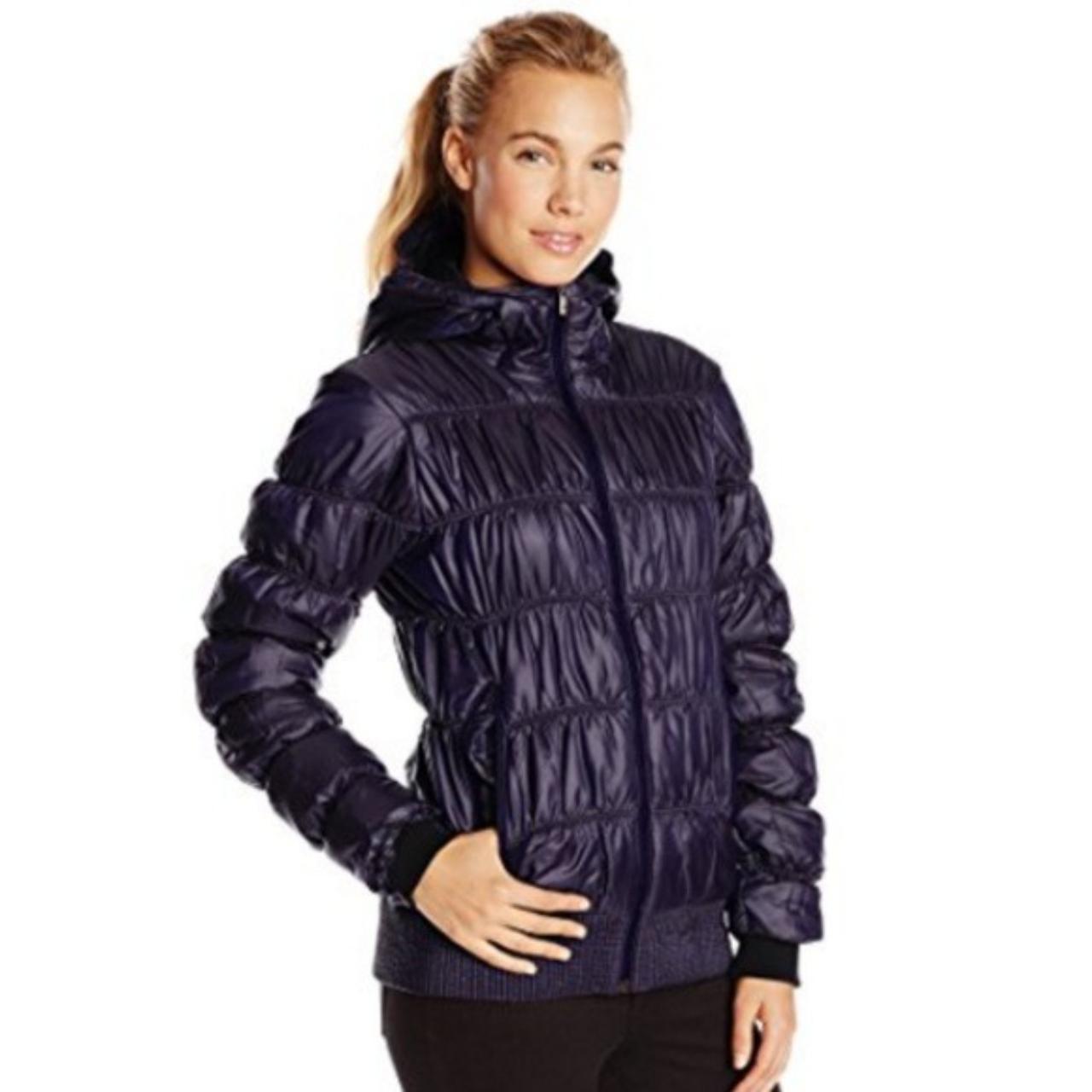 Womens Columbia Dark Purple Ruffled Puffer Jacket... - Depop