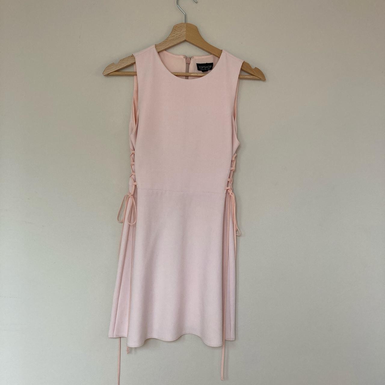 Topshop baby pink mini dress with lace sides. UK... - Depop