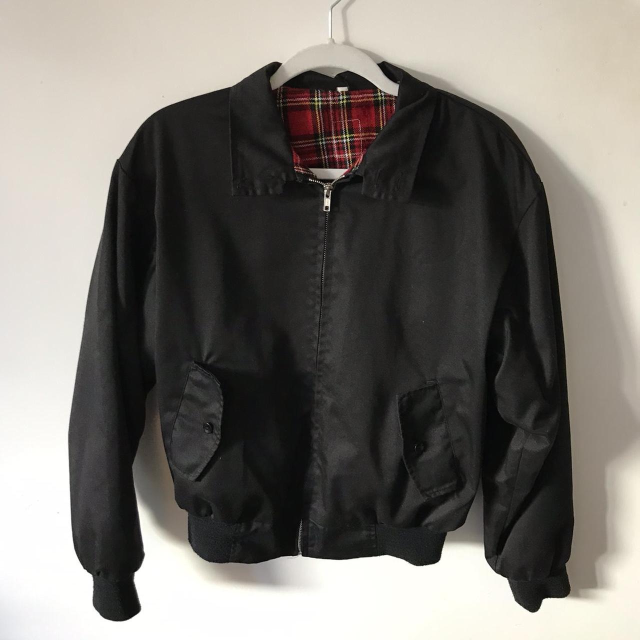 Vintage Black Harrington. Tartan Lining Label says... - Depop