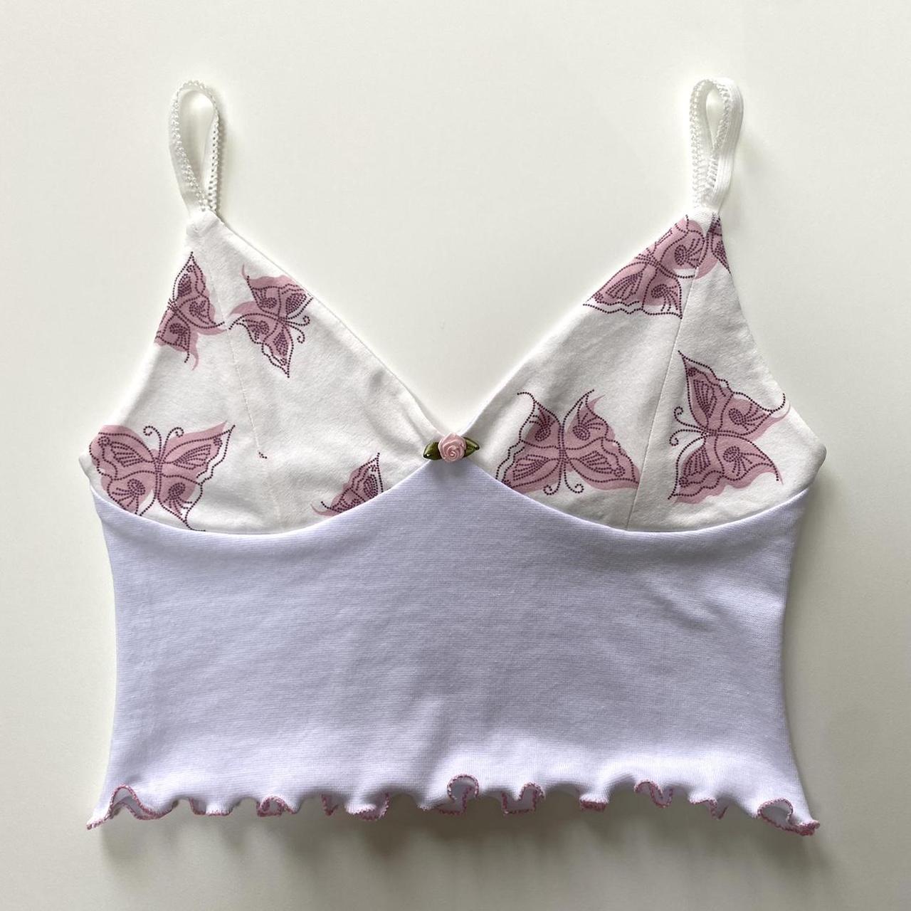 Really cute white butterfly top handmade by me. Pink... - Depop