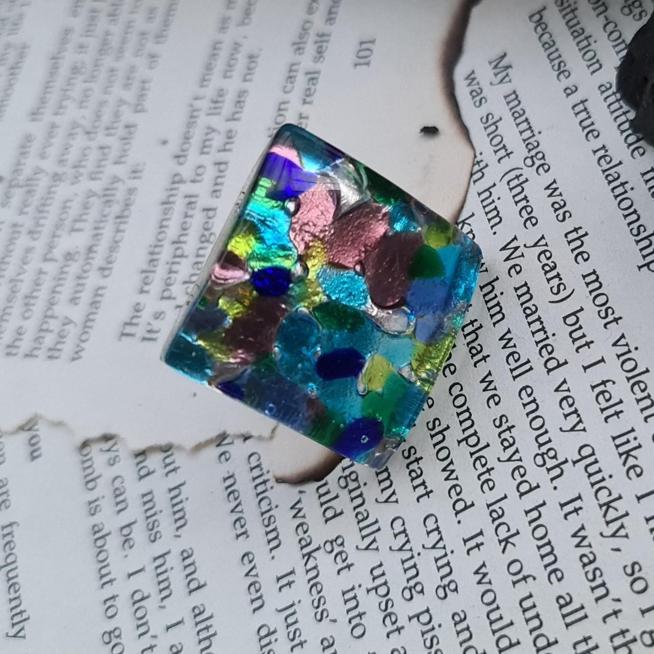 Murano Glass Curved Square Rings, 27x27 mm... - Depop