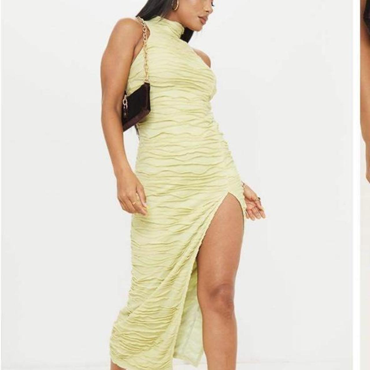 PrettyLittleThing Women's Green Dress | Depop