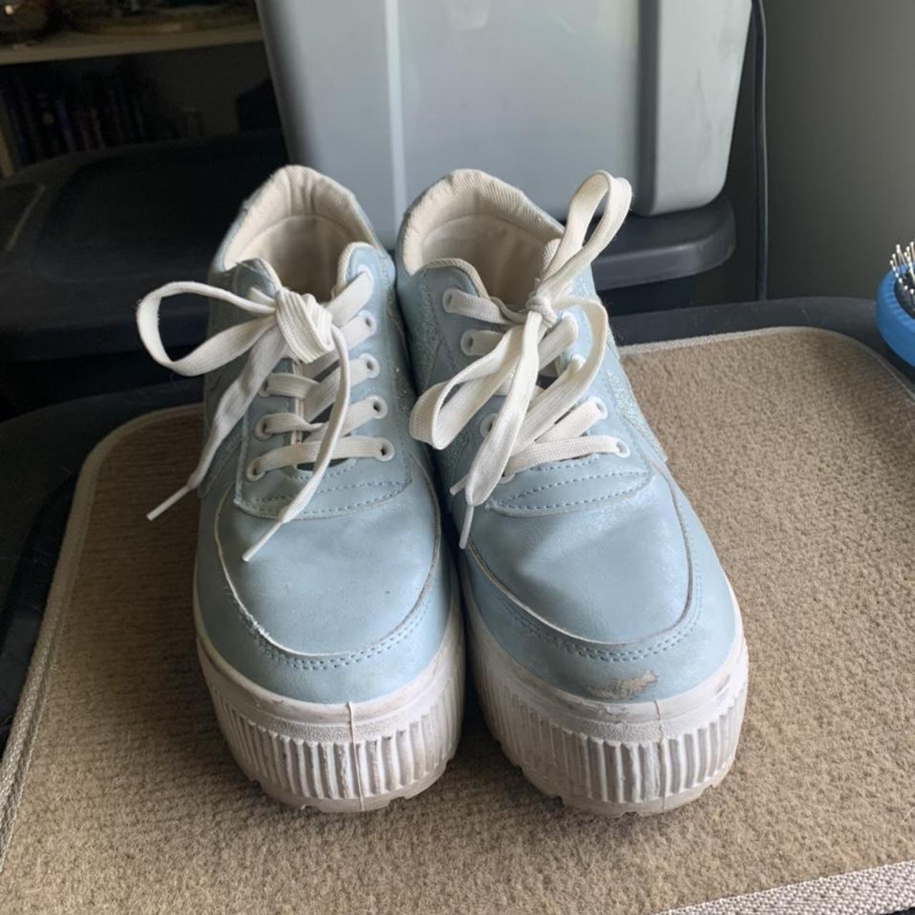 Light blue platform sneakers Blue glitter... - Depop