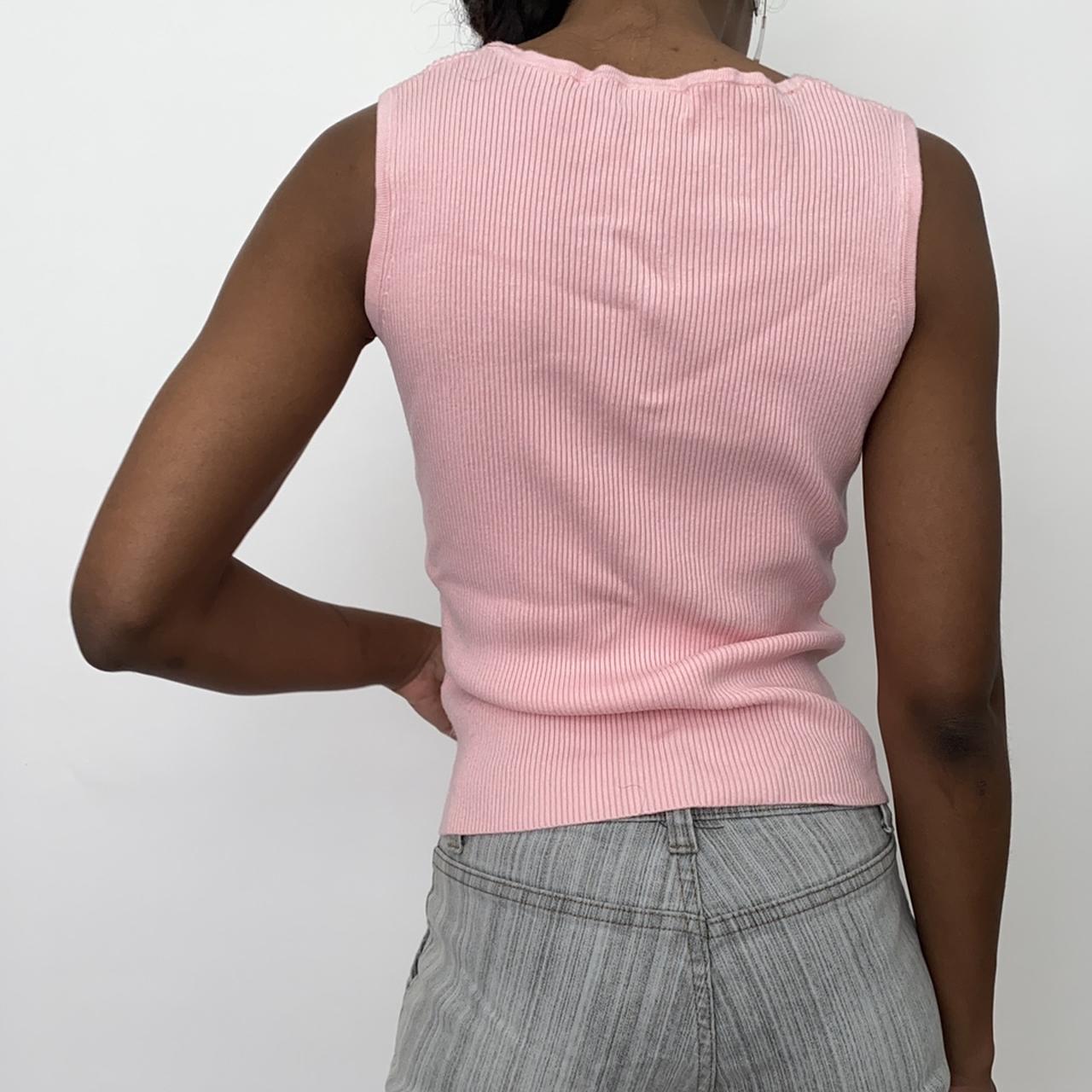 Vintage ribbed tank top blouse in bubblegum pink.... - Depop