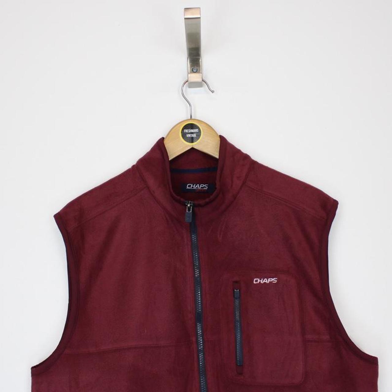 Vintage 00’s Chaps Burgundy Full Zip Spellout Fleece... - Depop