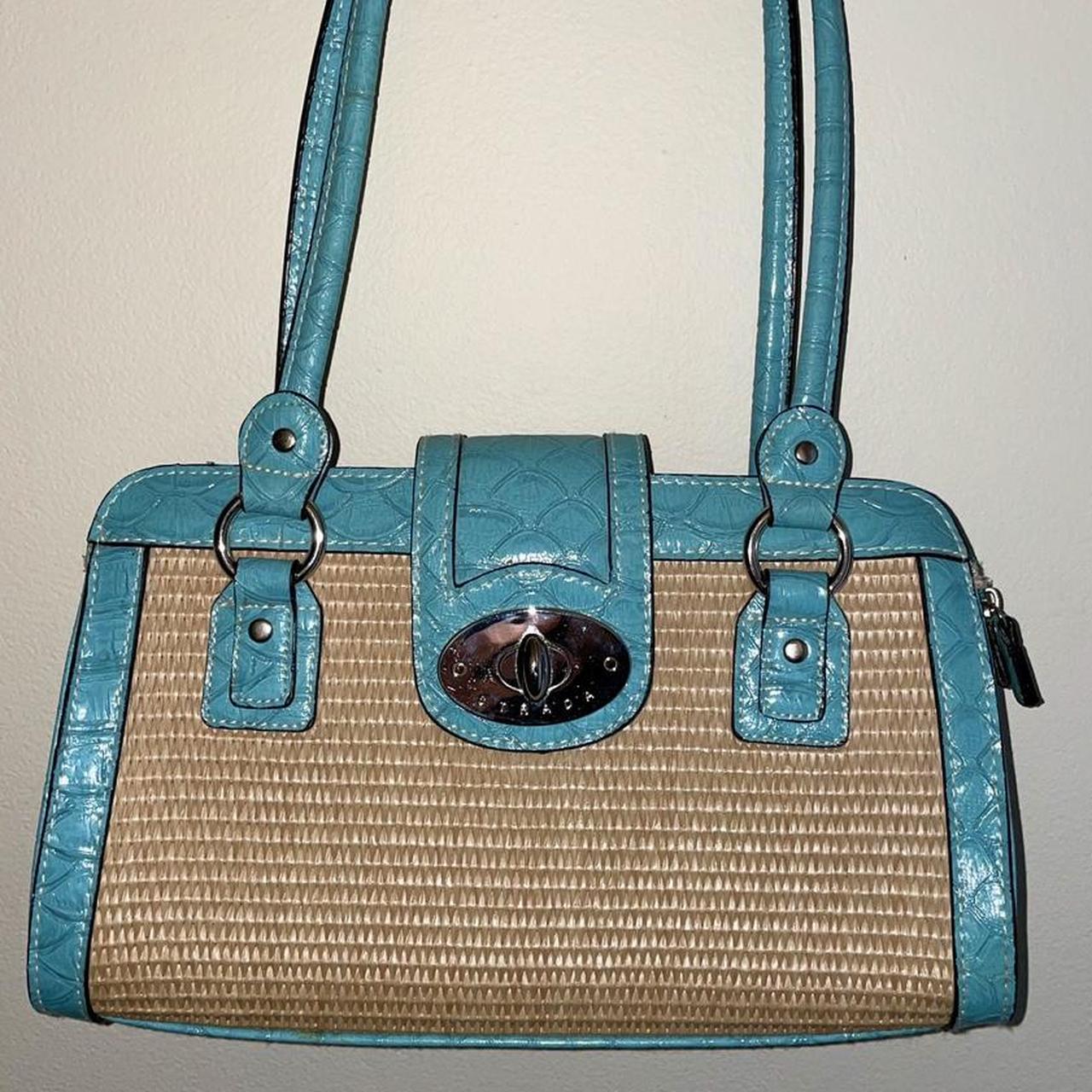 American Vintage Women's Blue and Cream Bag | Depop