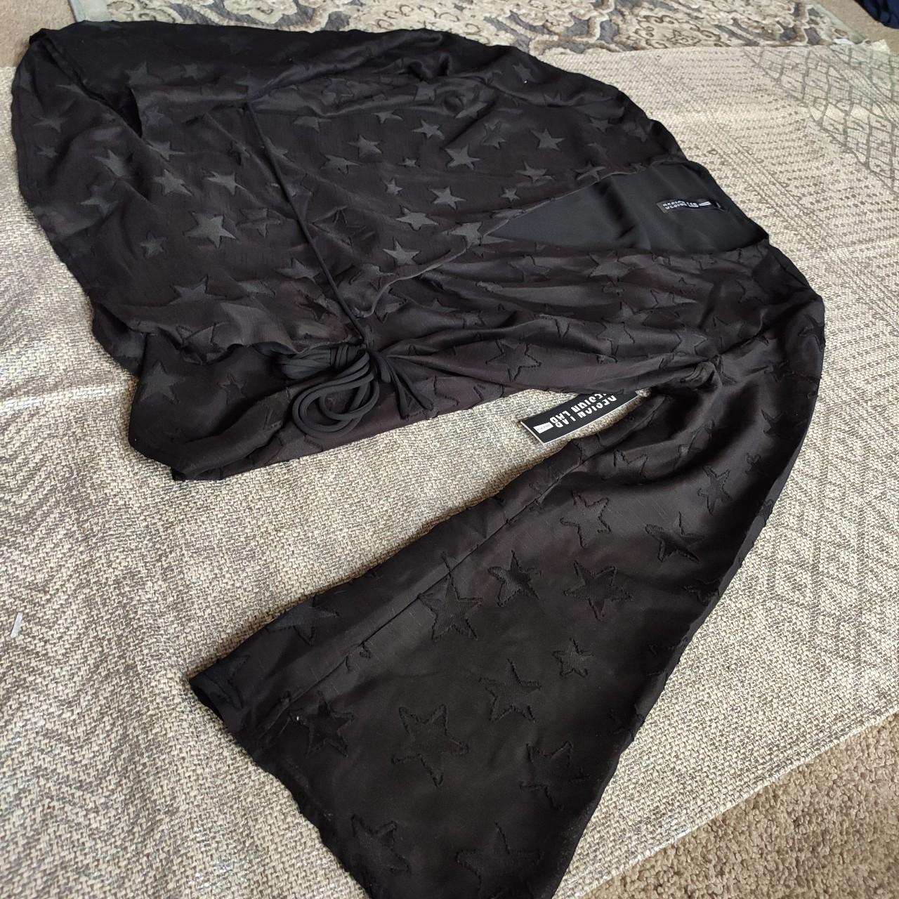 Design Lab black blouse with stars wrap blouse style... - Depop
