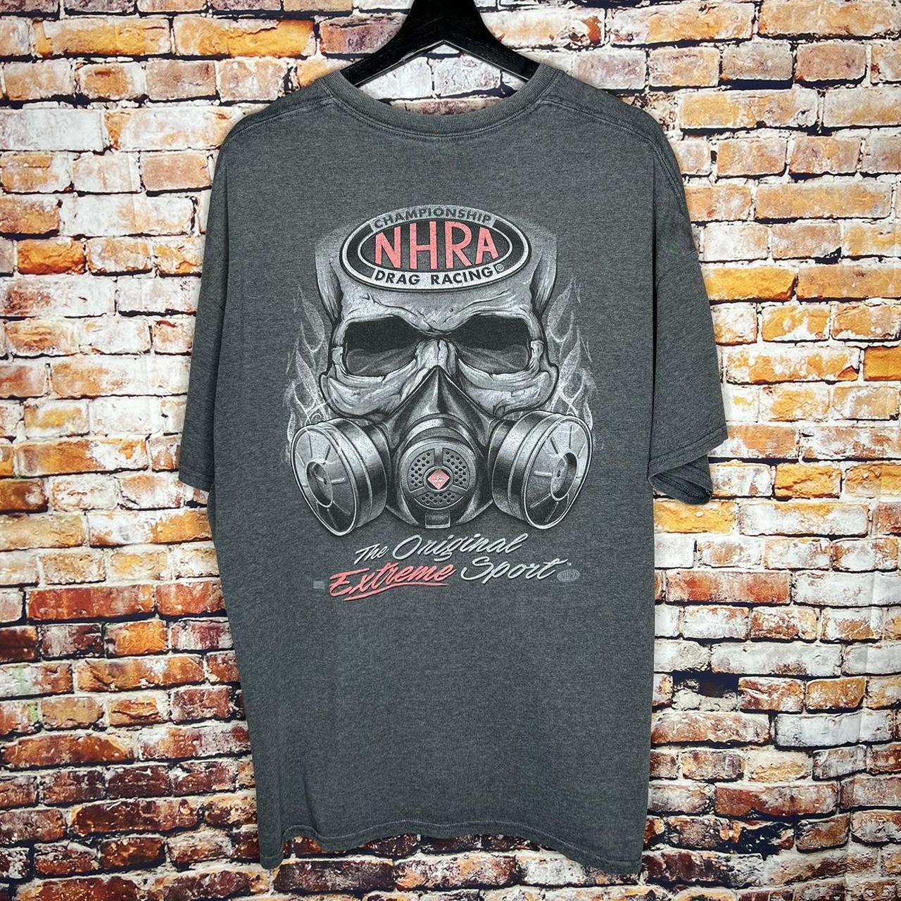 Vintage NHRA Drag Racing Gas Mask T Shirt 00s Size:... - Depop