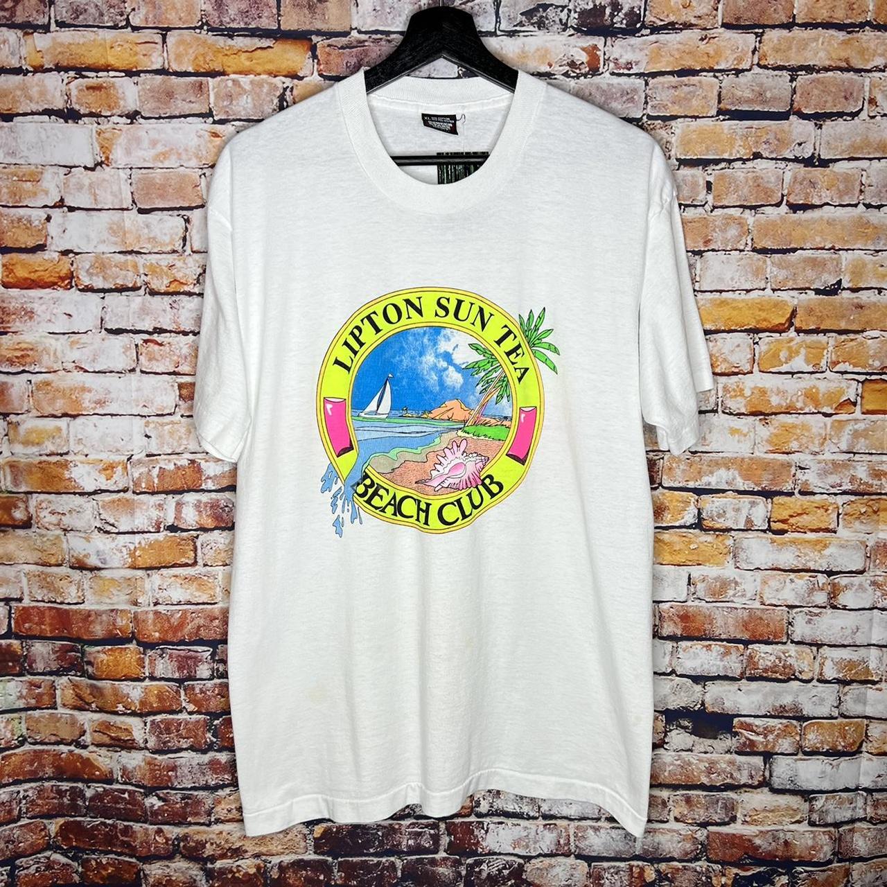 Vintage Lipton Sun Tea Beach Club T Shirt 90s Size:... - Depop