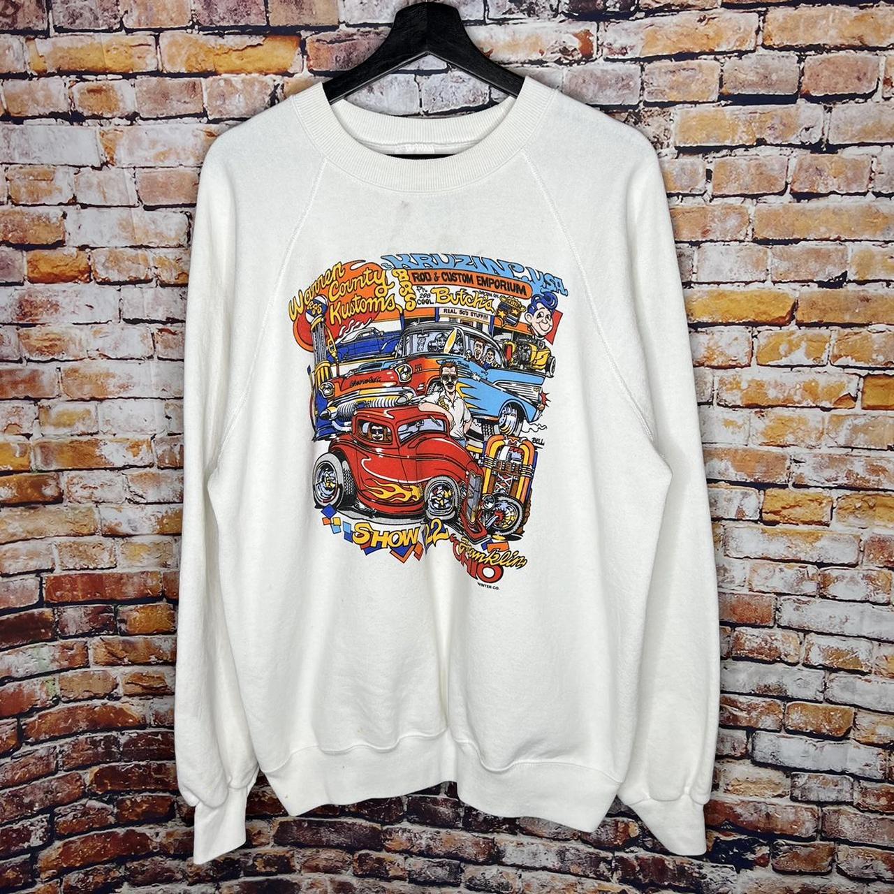 Vintage Car Show Hot Rod Racing Crewneck Sweatshirt... - Depop