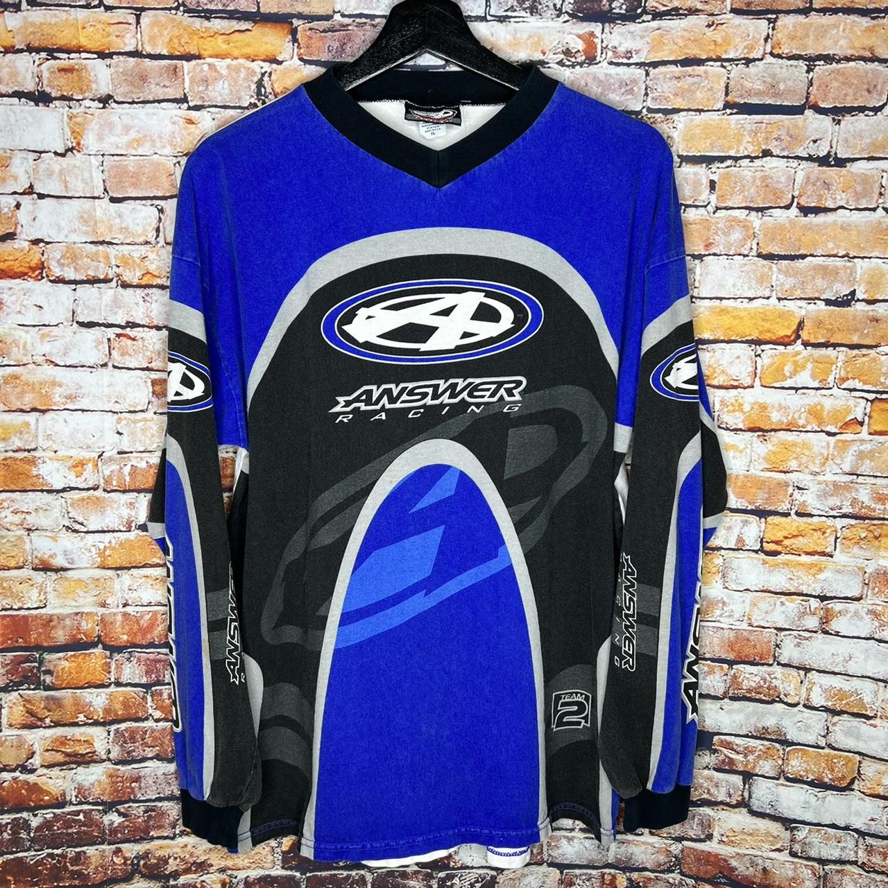 Vintage Answer Racing Motorcycle Long Sleeve T Shirt... - Depop