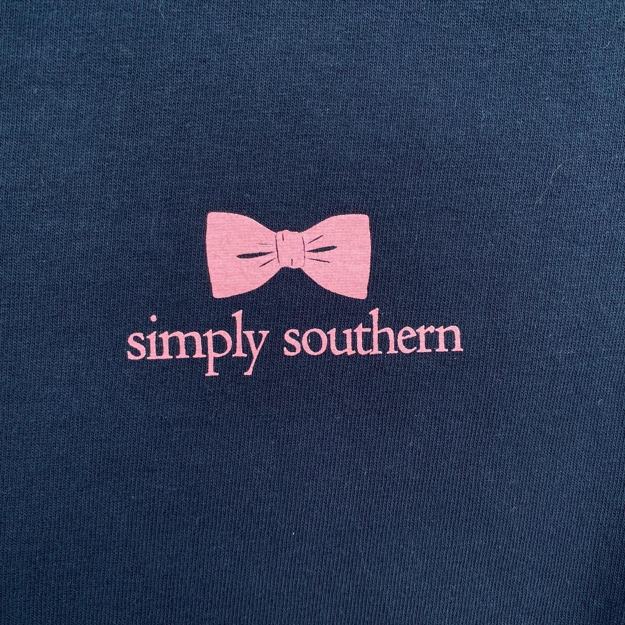 Simply southern pink floral and pearls navy blue... - Depop
