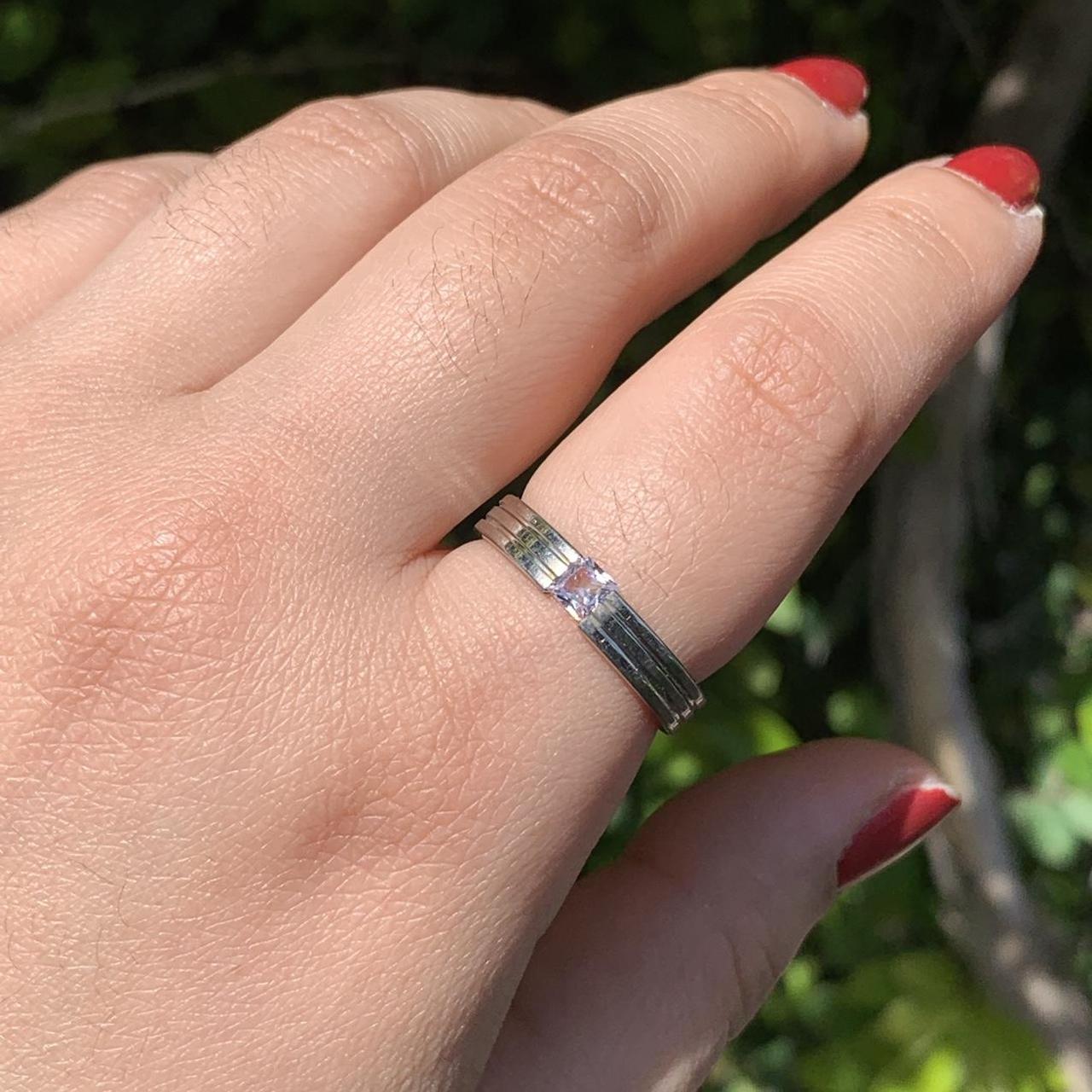 a single rhinestone on a silver ring 🤍 stainless... - Depop