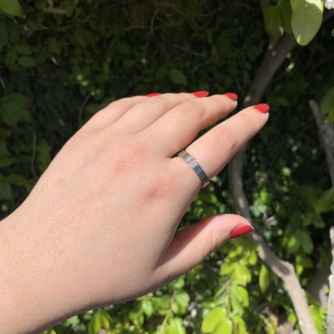 a single rhinestone on a silver ring 🤍 stainless... - Depop