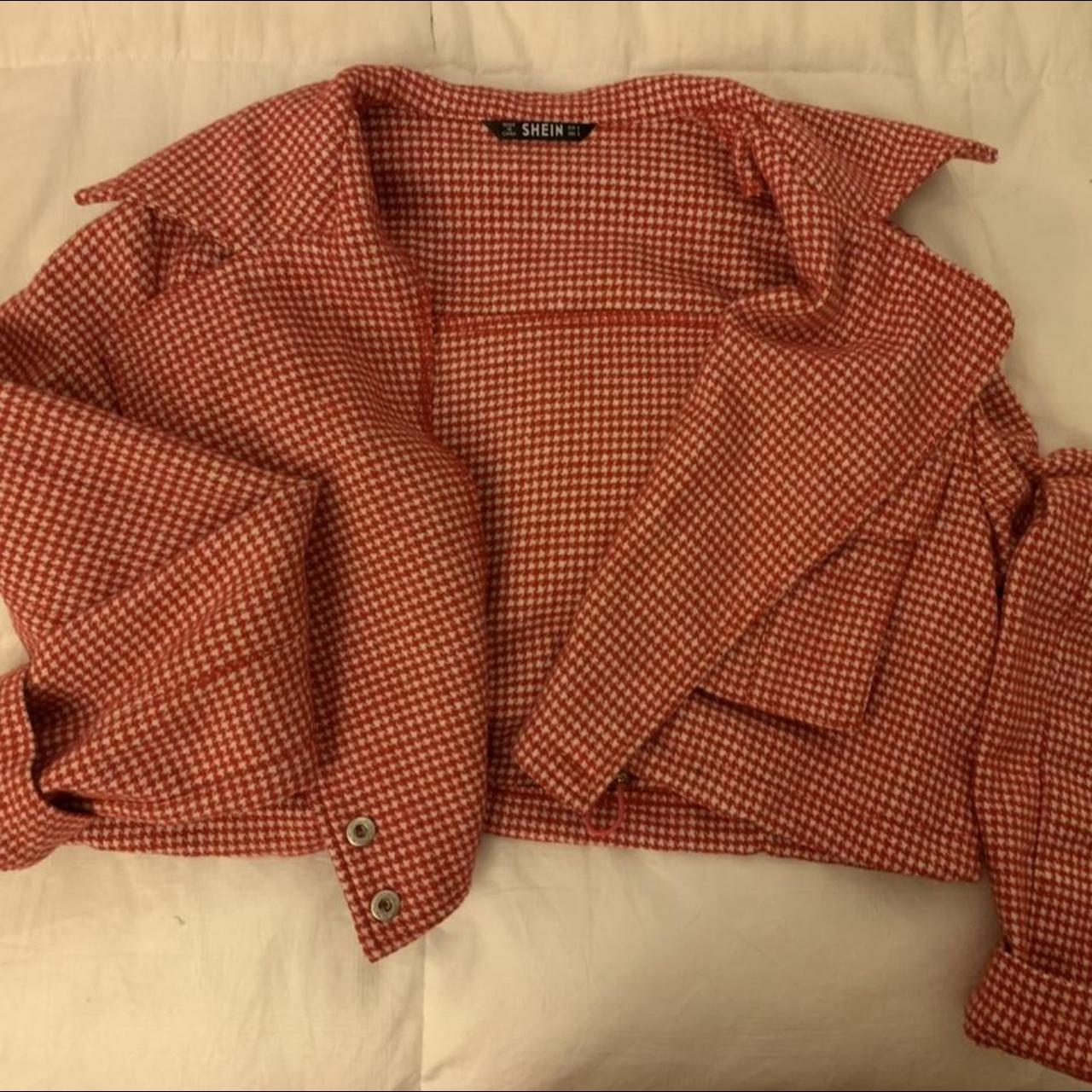 SHEIN Women's Red and White Jacket | Depop