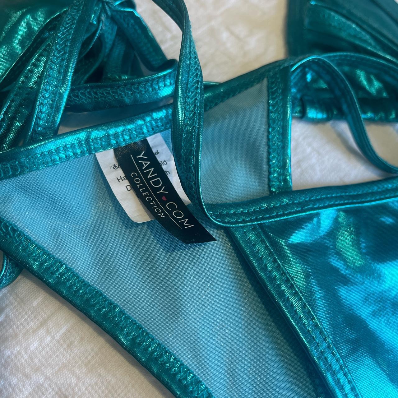 YANDY metallic dancer bikini Turquoise... - Depop